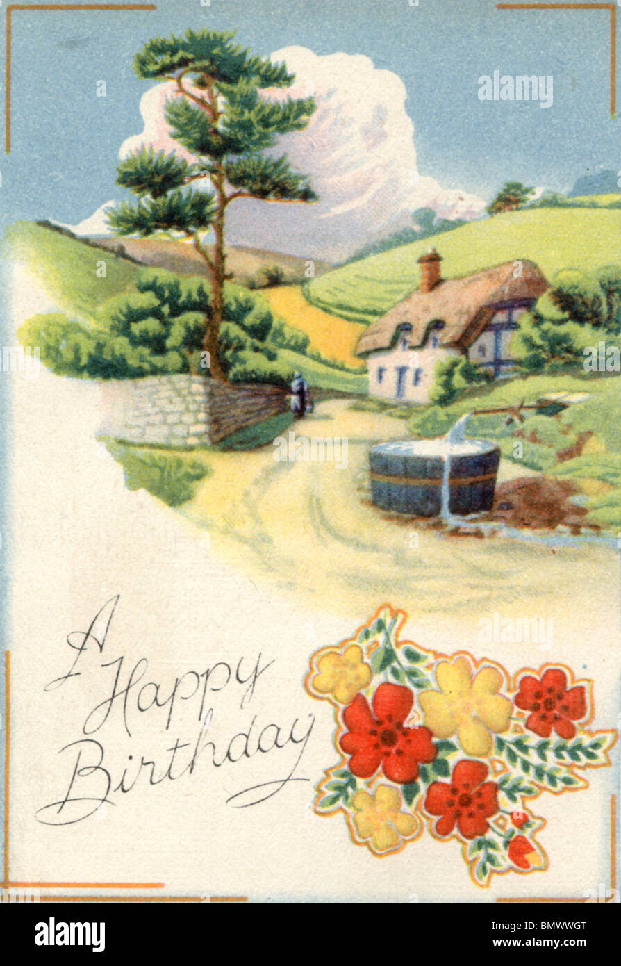 Birthday Card - Cottage in the Countryside Stock Photo - Alamy