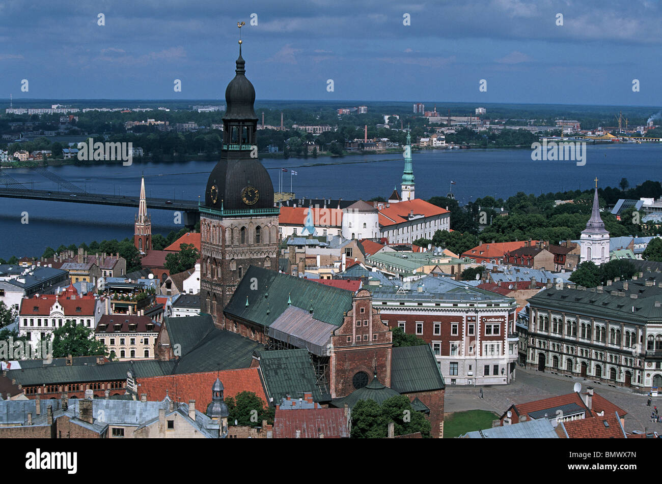Latvia,Riga,Old Town ,Dome Cathedral,Riga Castle,from St. Peter's ...