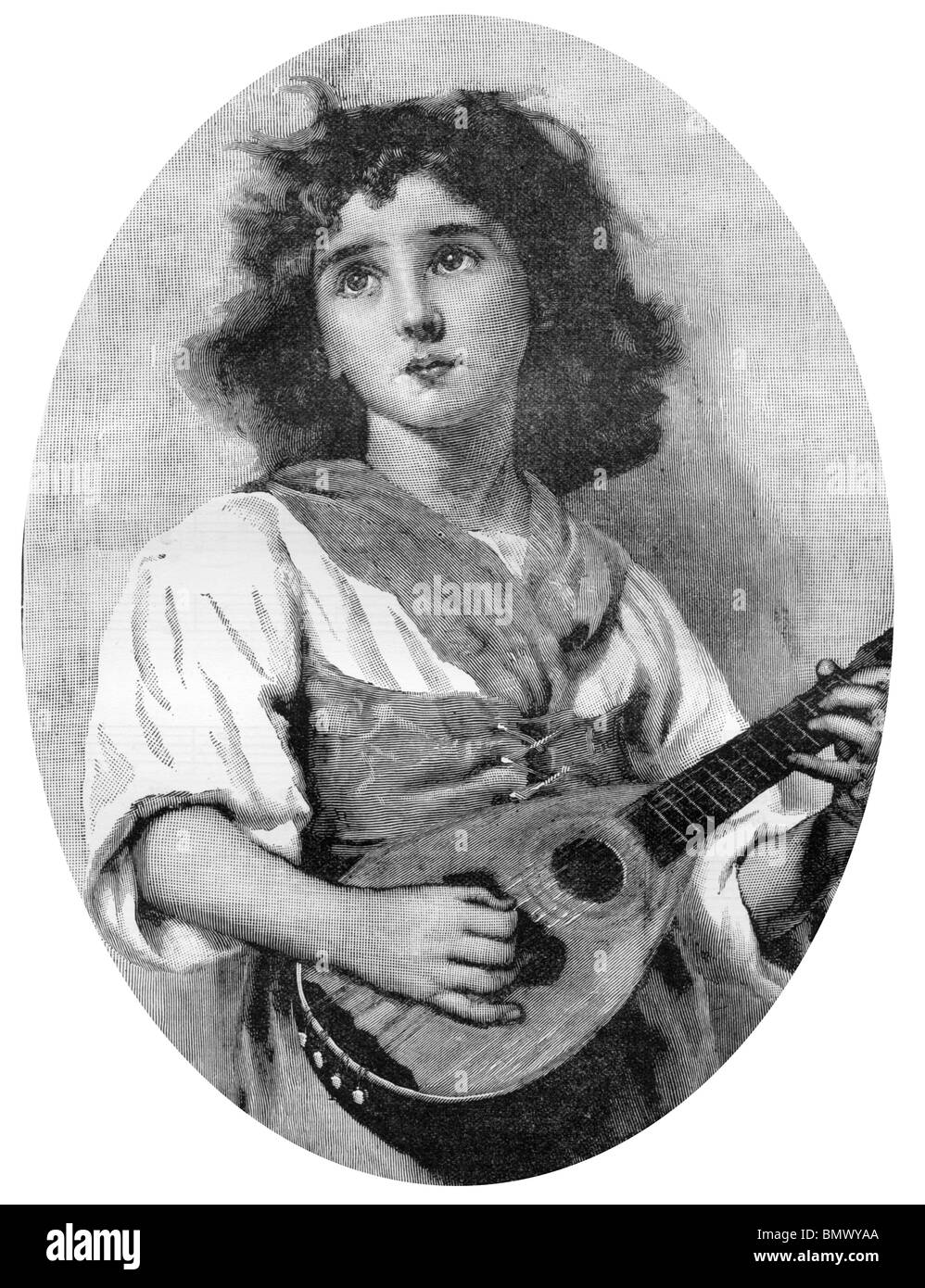 Female guitarist playing guitar Black and White Stock Photos & Images ...