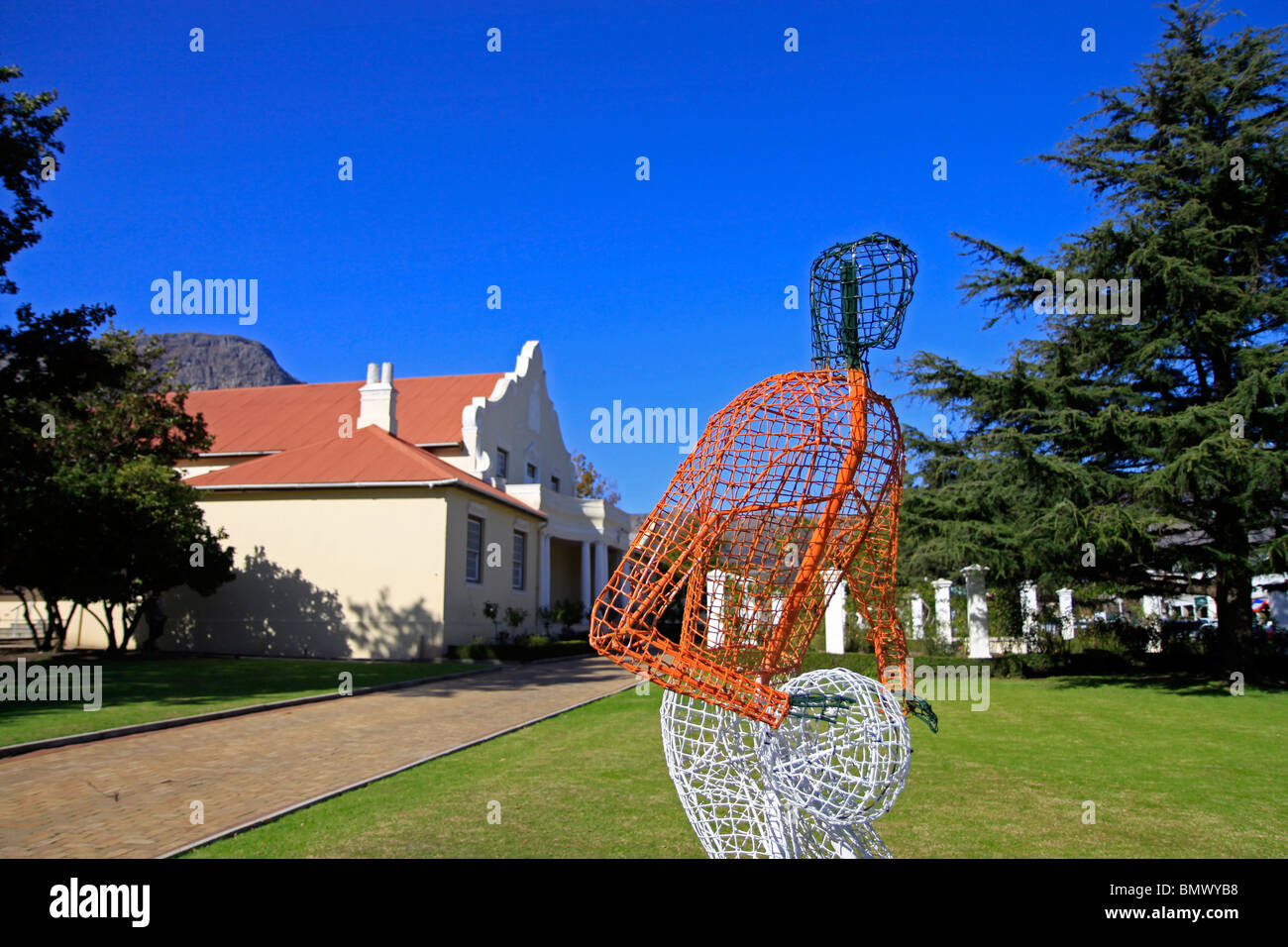 Wire sculpture of soccer player on display in celebration of the 2010 ...