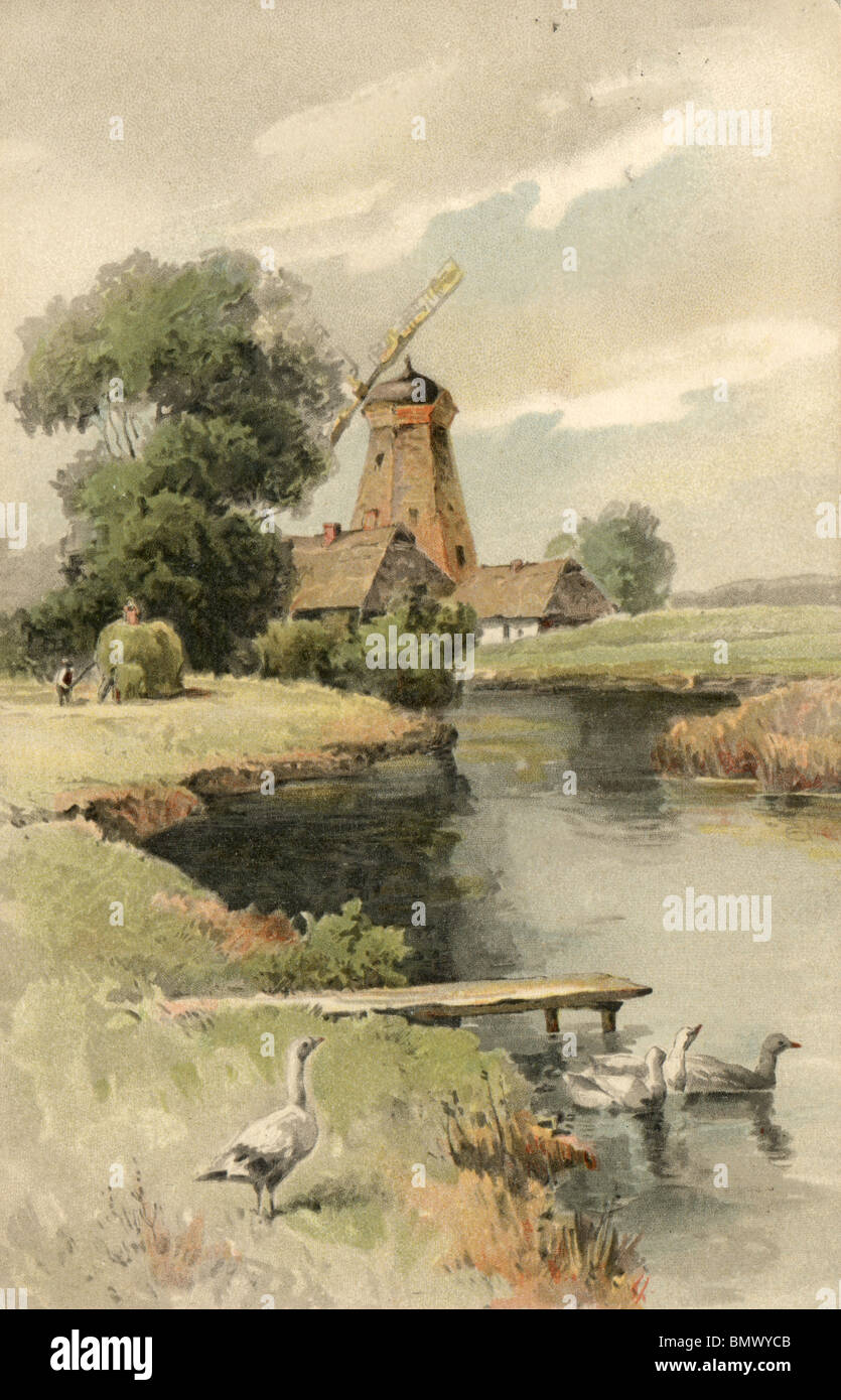 Windmill in the Countryside Stock Photo - Alamy