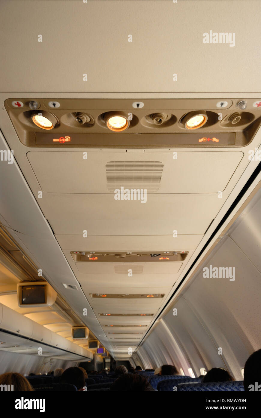 Commercial Aircraft overhead console Stock Photo - Alamy
