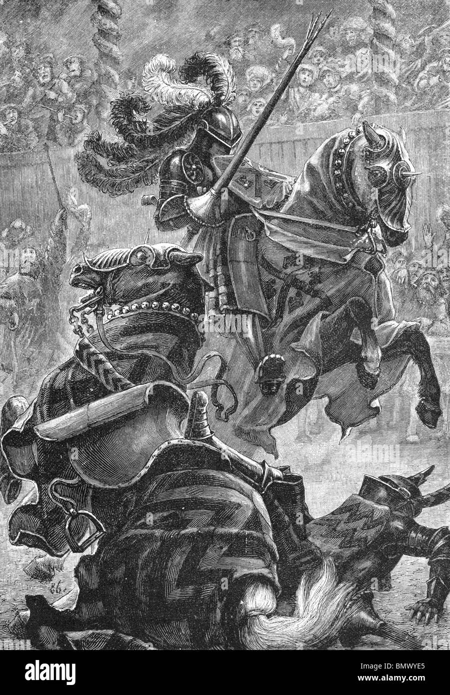 Knights fighting Black and White Stock Photos & Images - Alamy