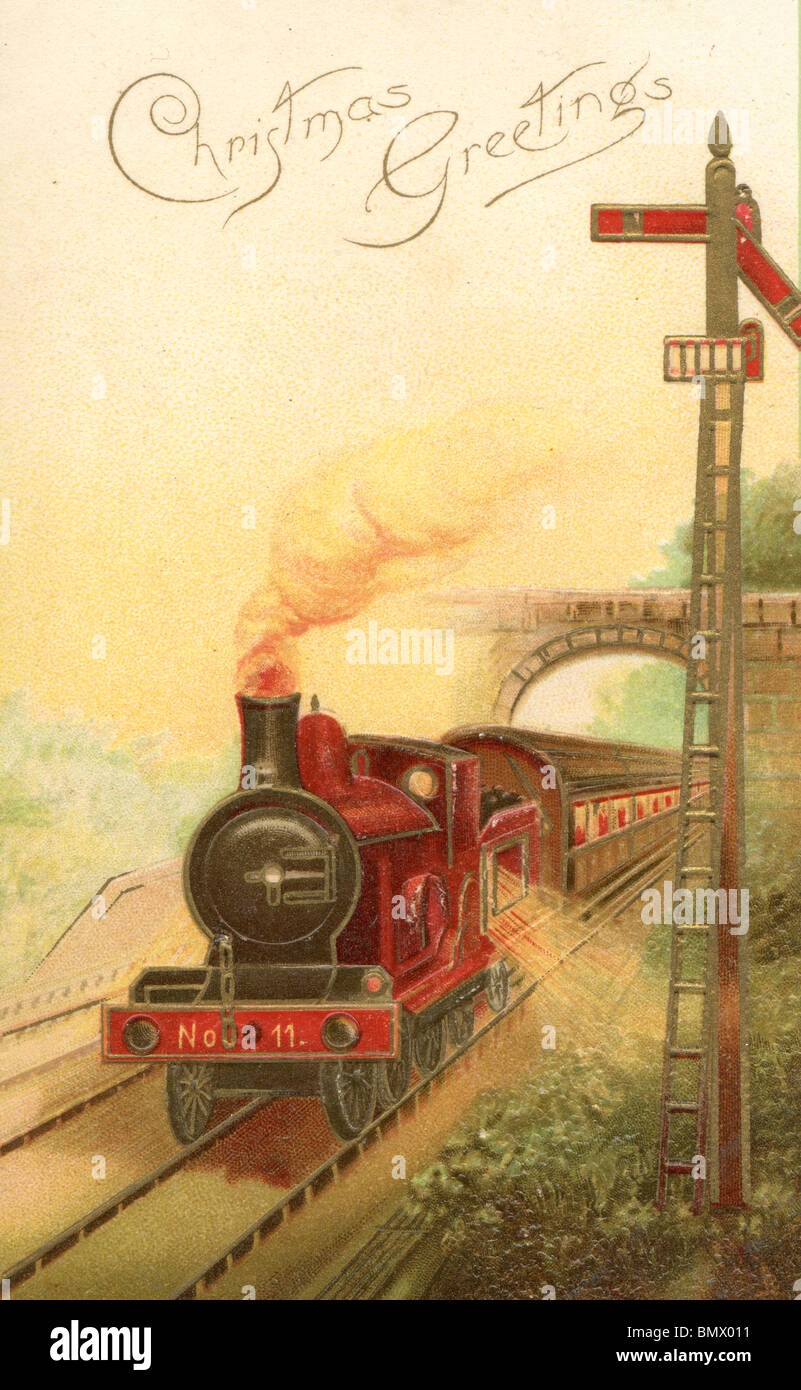 Christmas Card - Steam Train Stock Photo - Alamy