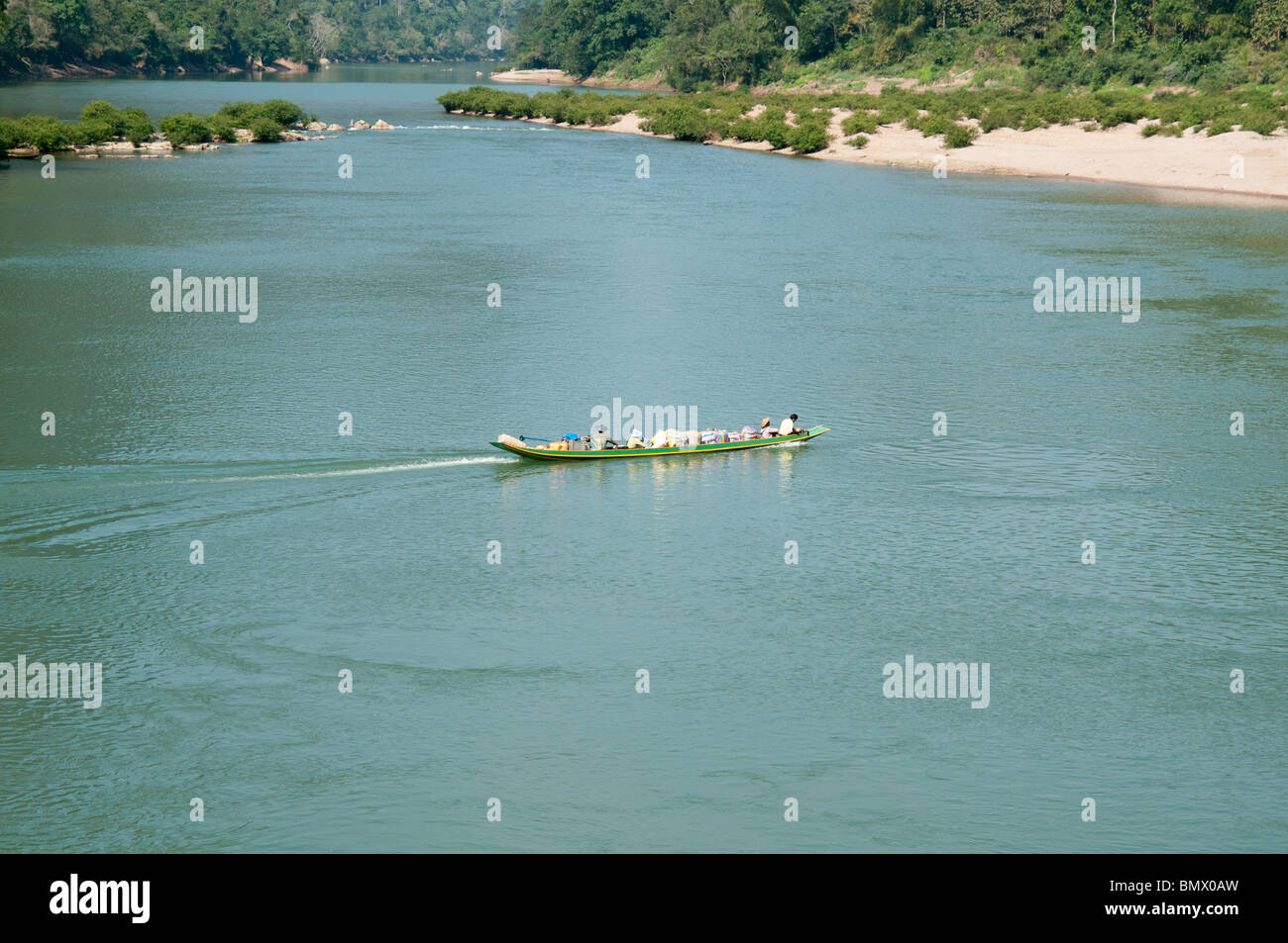 Laos river boat mountains hi-res stock photography and images - Alamy