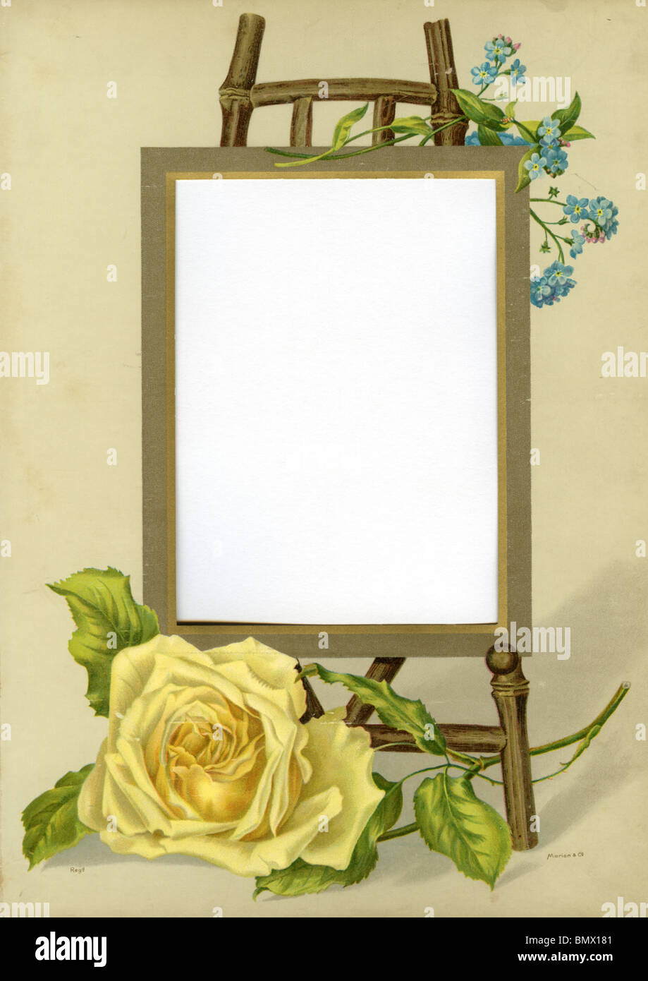 Decorative Frame - Yellow Rose and Forget-me-Nots Stock Photo - Alamy