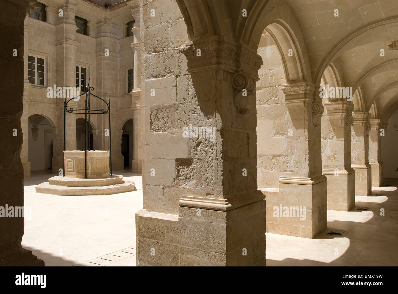 Arches and courtyard at Museum of Menorca previously a Convent, Mahon ...