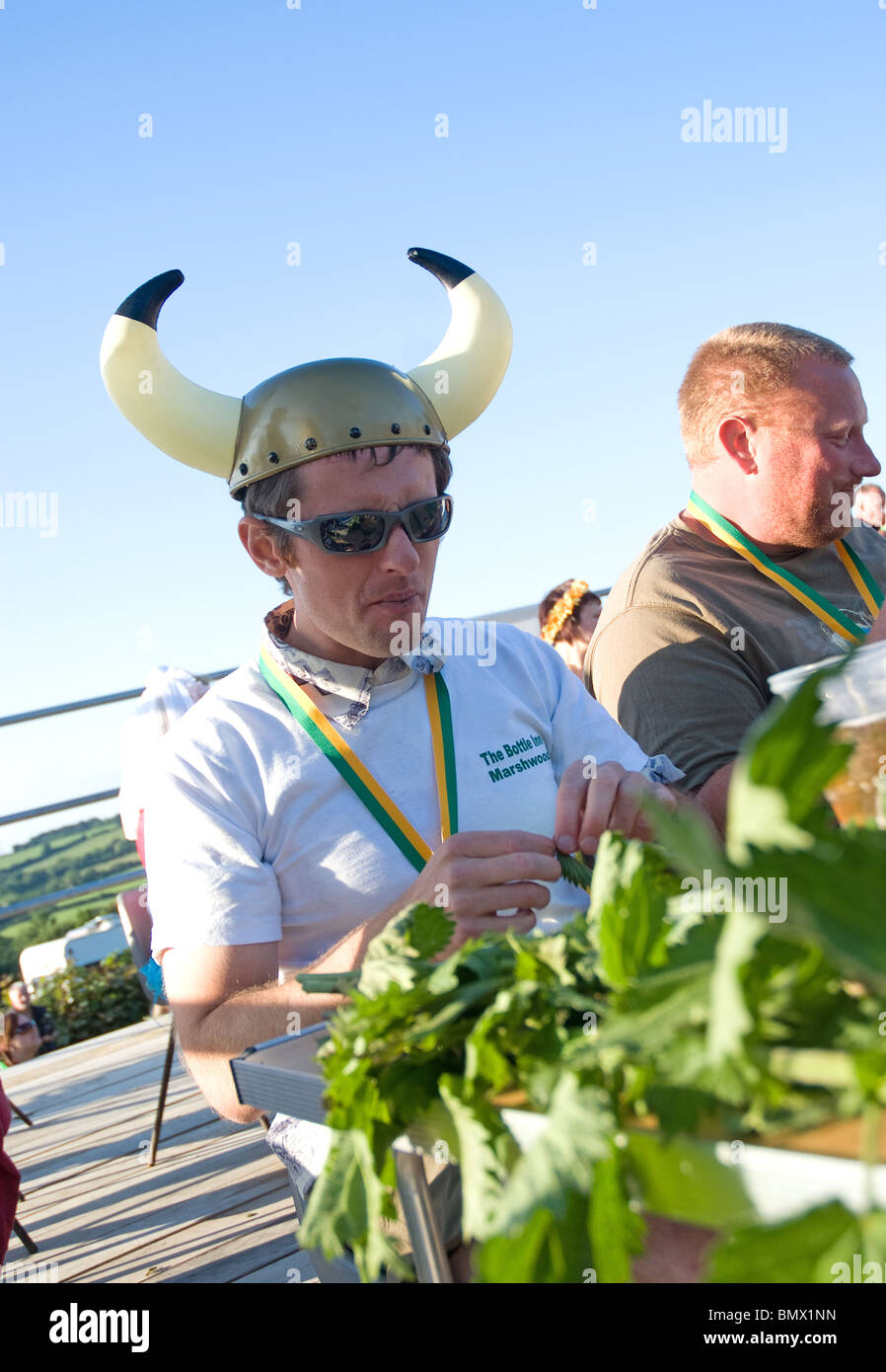 contestant at the world nettle eating championships Stock Photo - Alamy