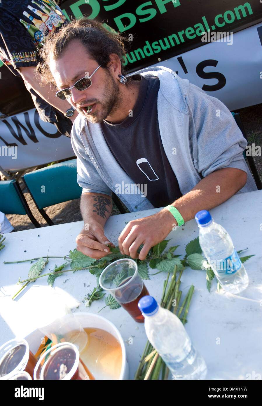 contestant at the world nettle eating championships Stock Photo - Alamy