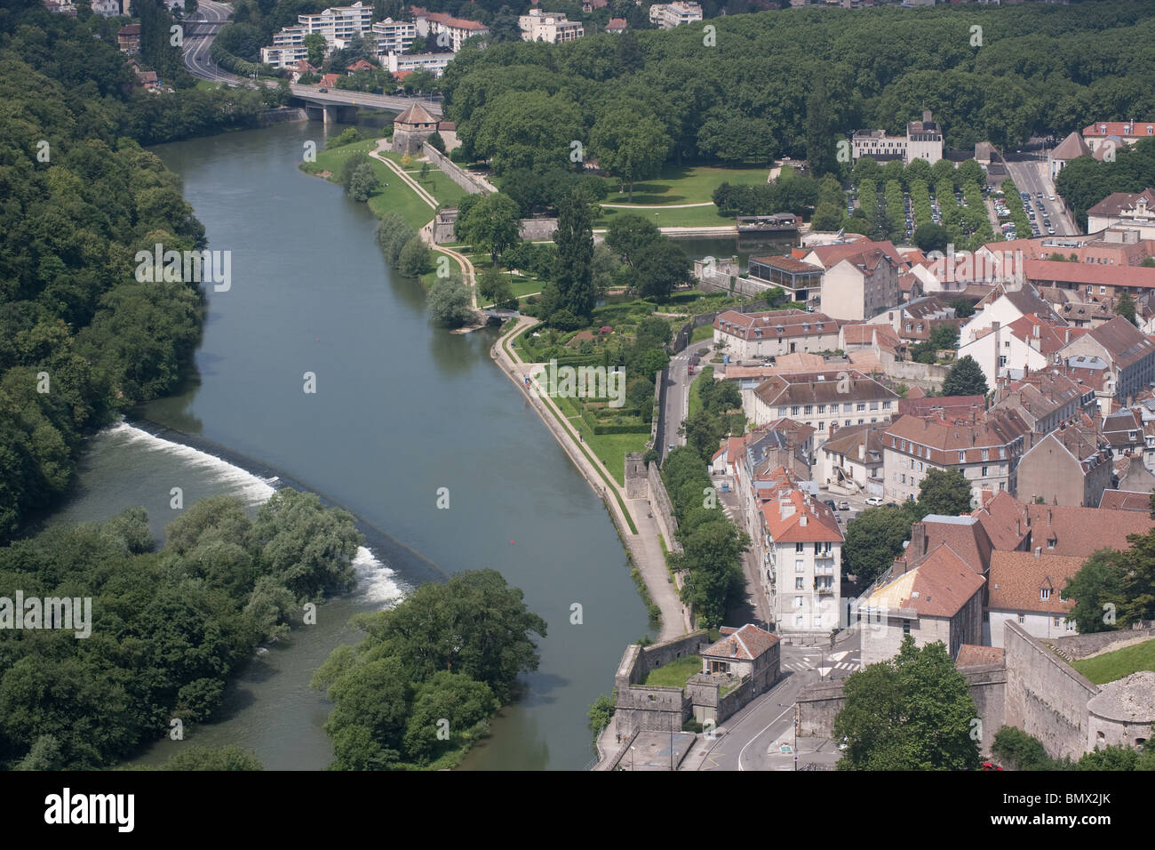 aerial view cityscape river doubs forest city Stock Photo - Alamy