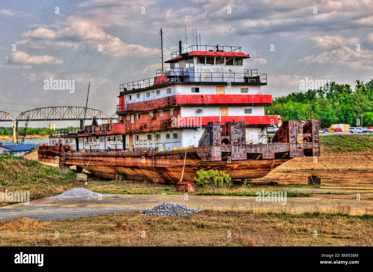 Barge in Dry Dock Stock Photo - Alamy