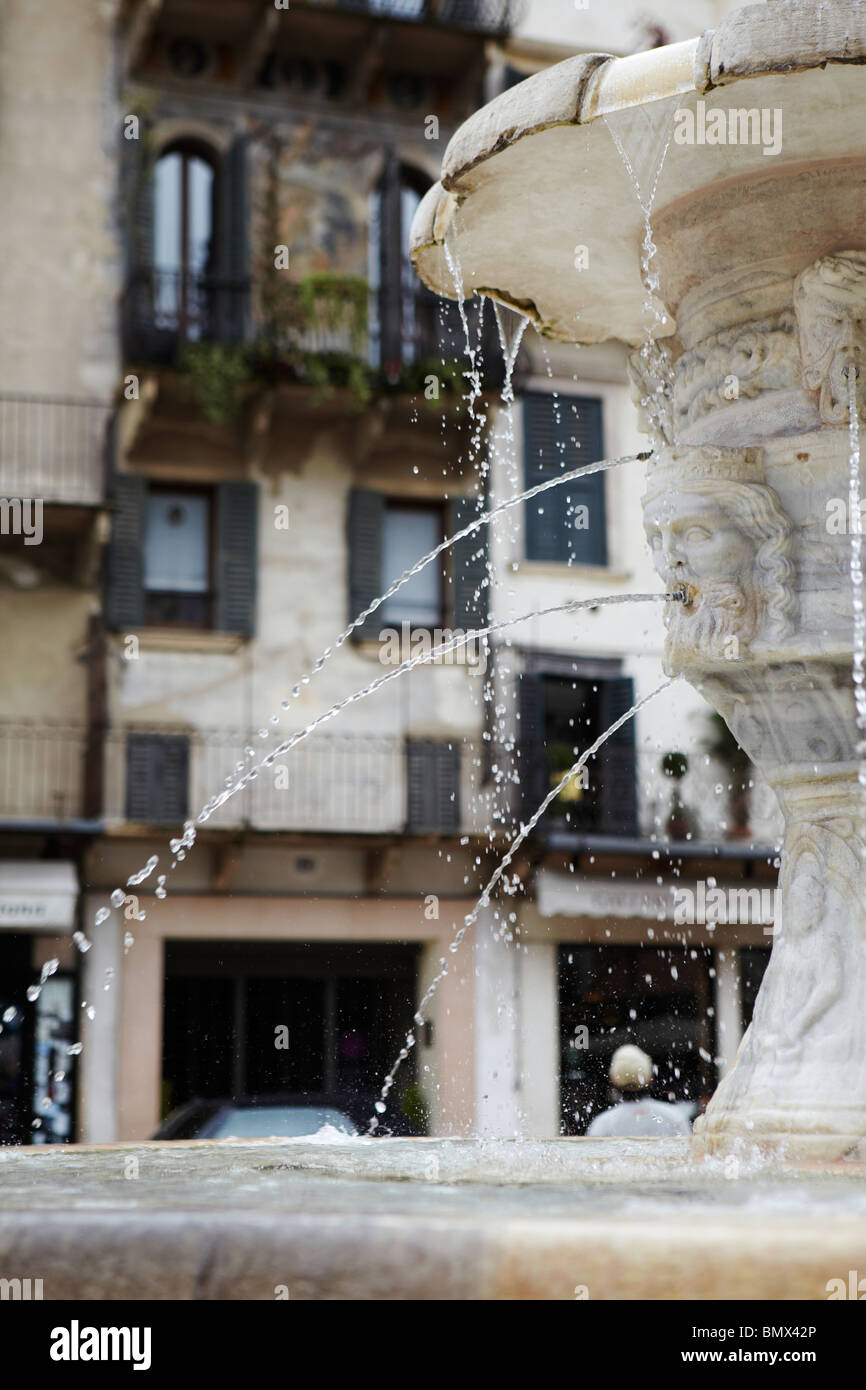 Madonna Verona Fountain in Piazza delle Erbe, Verona, Italy Stock Photo ...