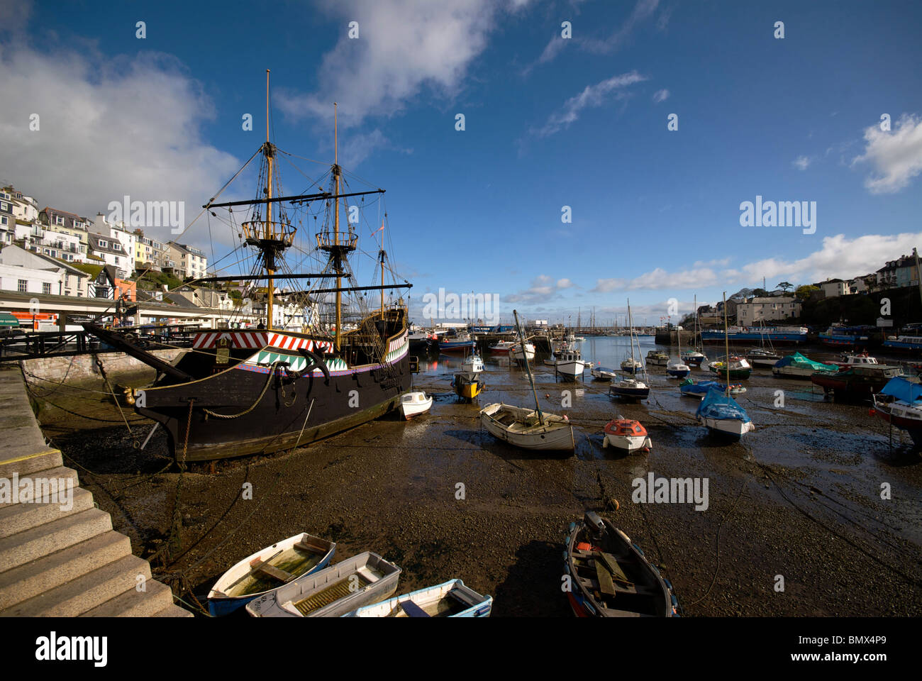 Brixham Devon UK Harbor Harbour Golden Hind Stock Photo - Alamy