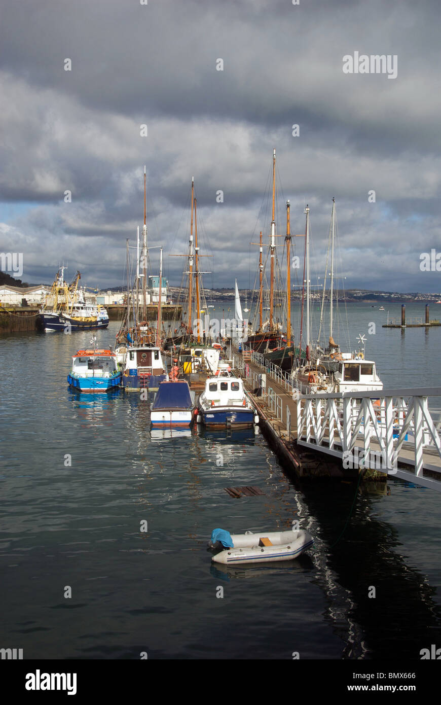 Brixham Devon UK Harbor Harbour Marina Pontoon Stock Photo - Alamy