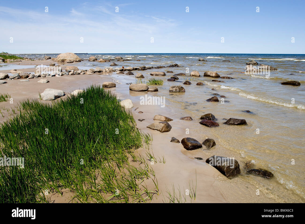 Latvia,Kurzeme Region,Roja,Baltic coast,beach,sand,sea,stone Stock ...