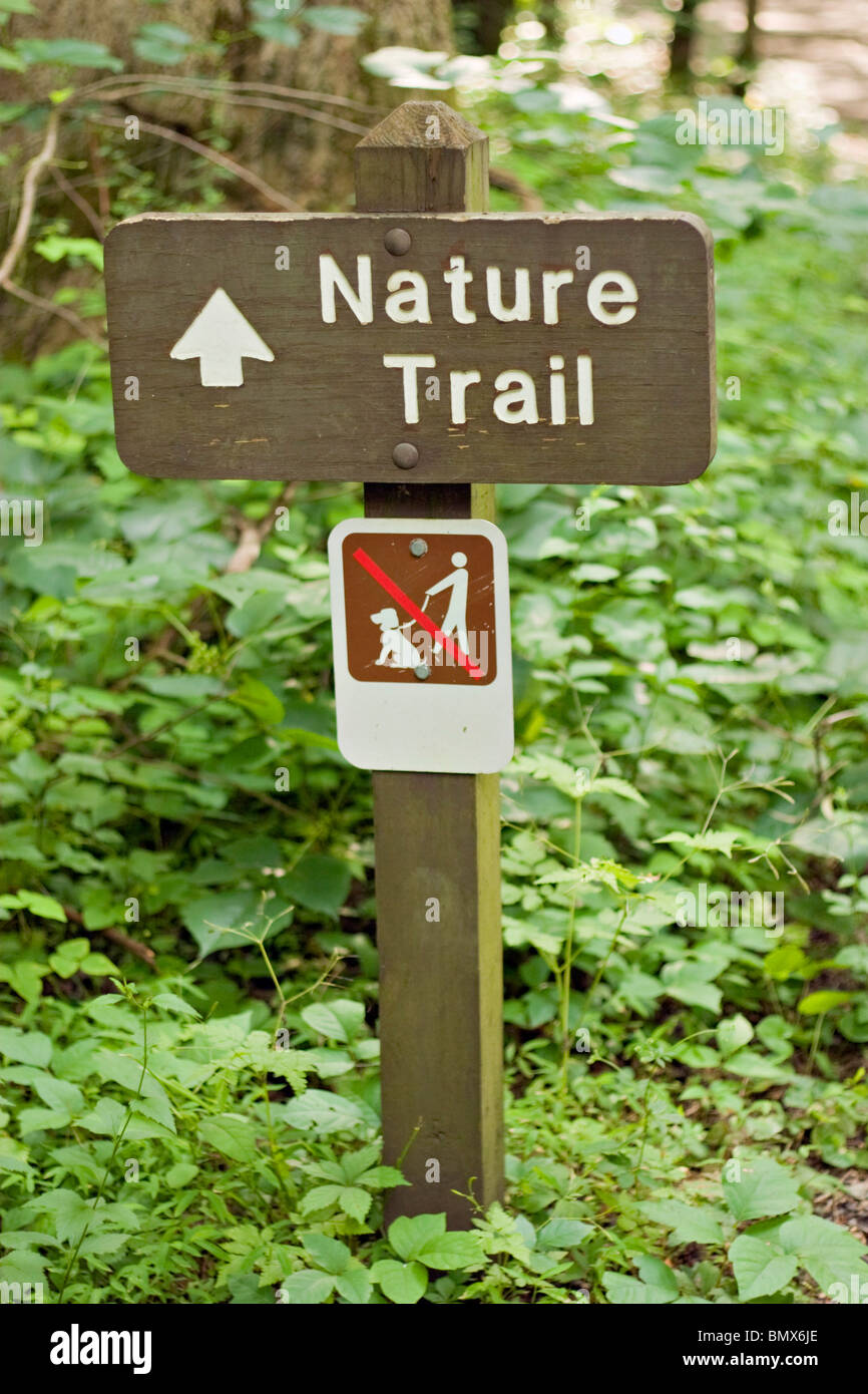Nature Trail sign for hikers in Great Smoky Mountains National Park ...