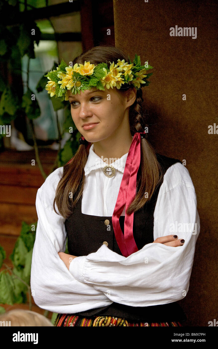 Latvia,Latvian folklore,Traditional costumes Stock Photo - Alamy