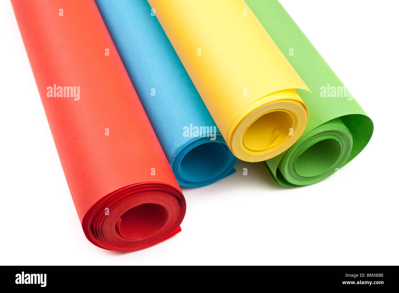 Four rolls of coloured paper Stock Photo - Alamy