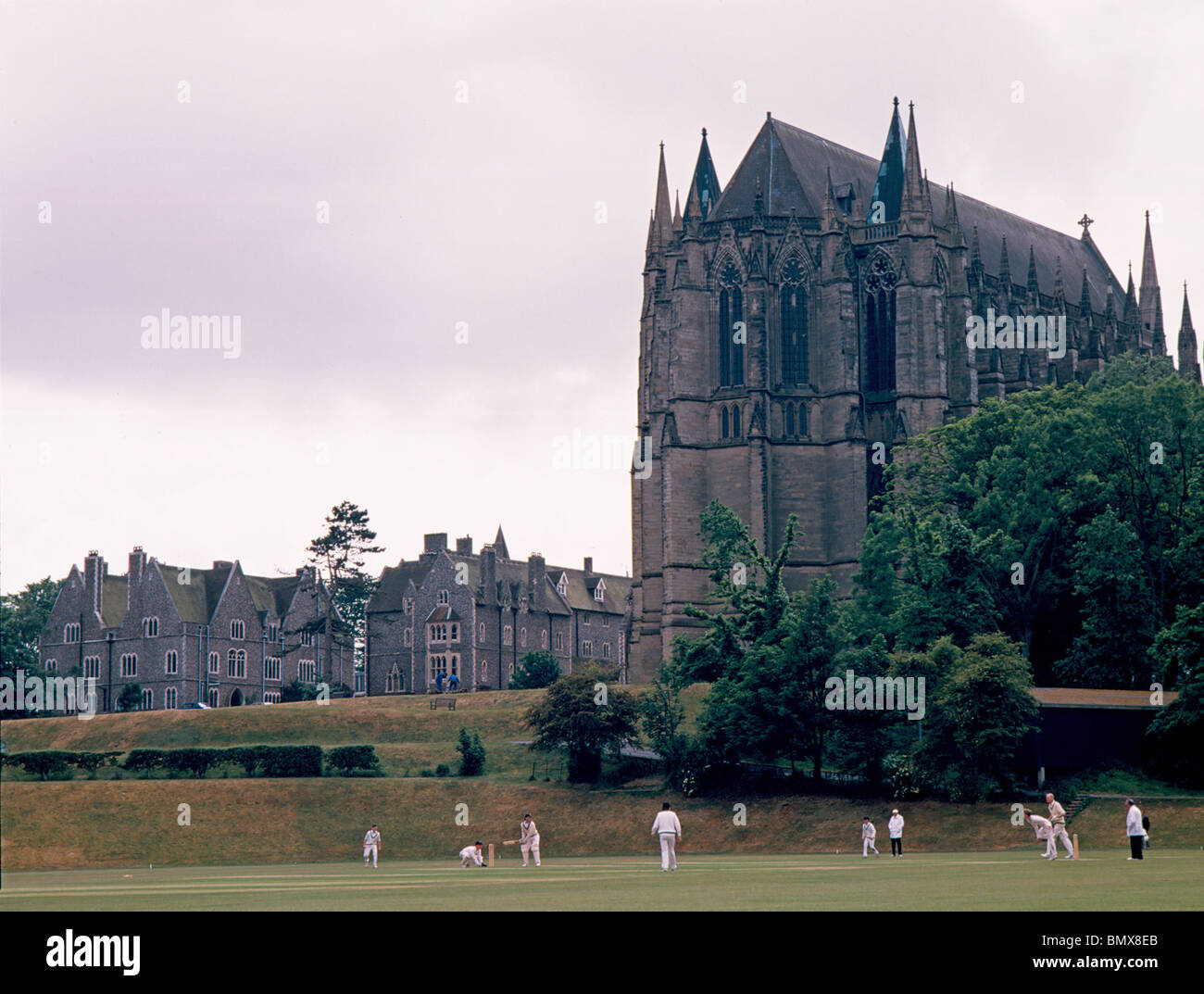 Lancing College chapel and school buildings, 1980's Stock Photo - Alamy