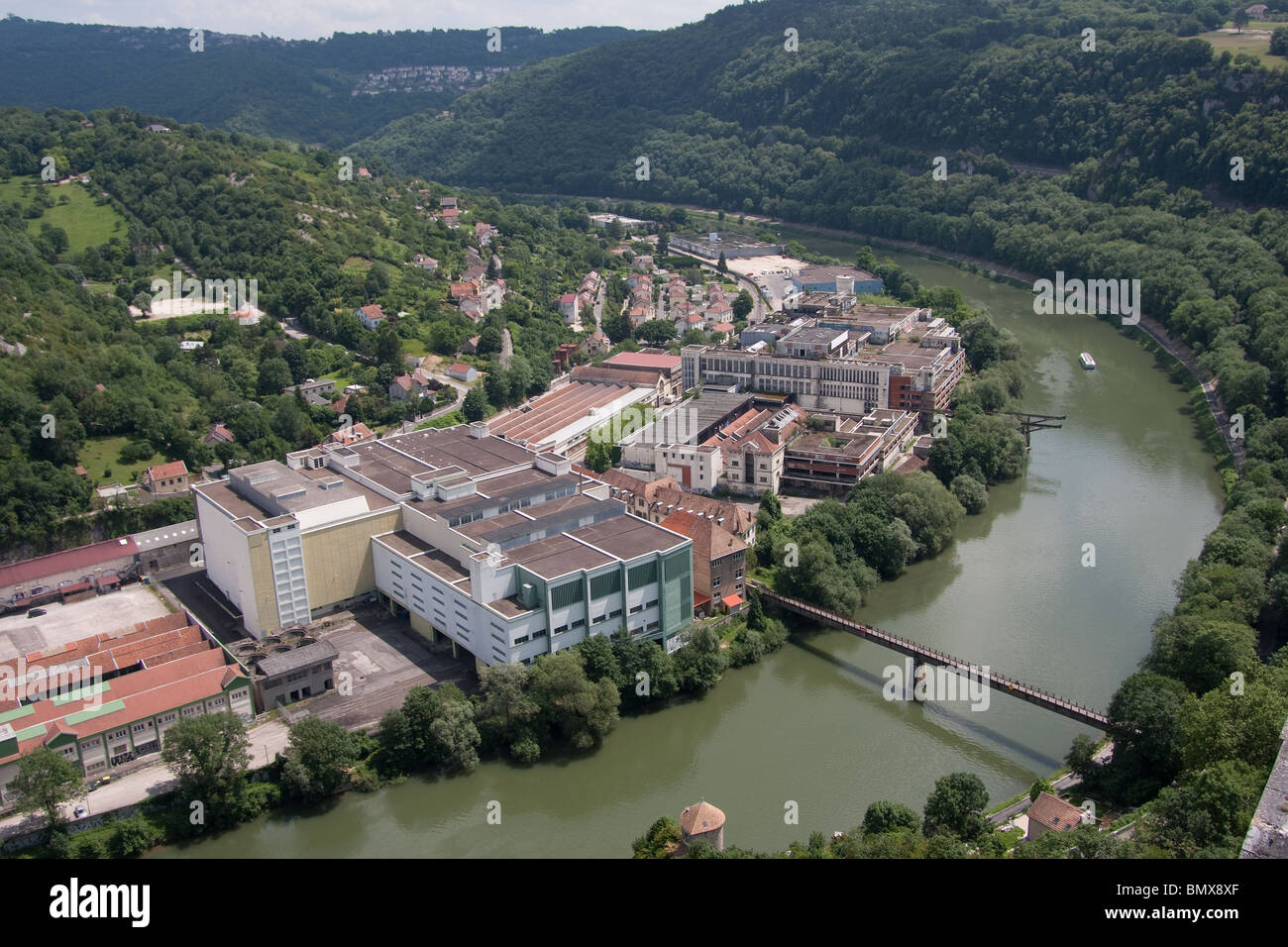 aerial view cityscape river doubs forest city Stock Photo - Alamy