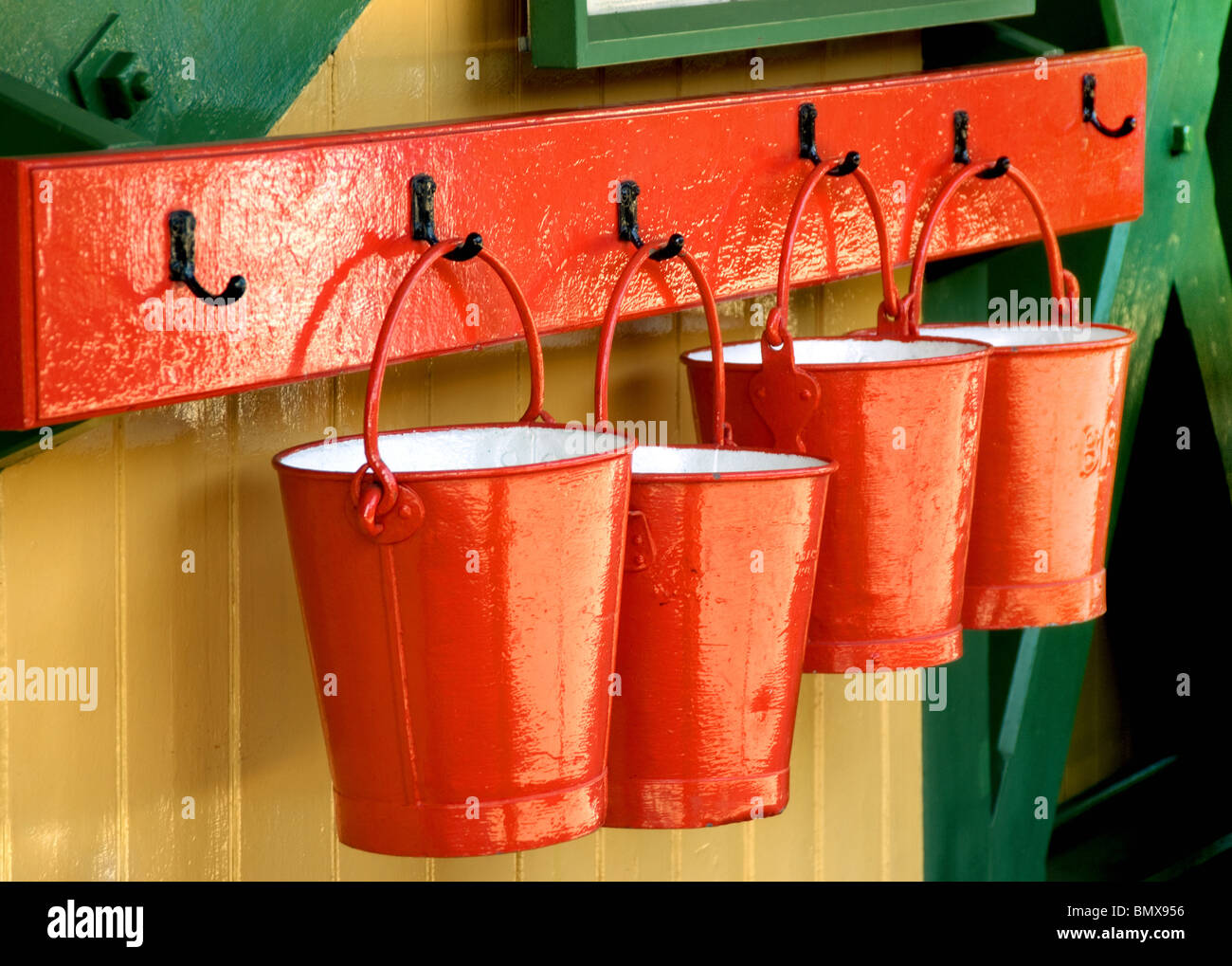 Railway Station Fire Buckets Stock Photo - Alamy