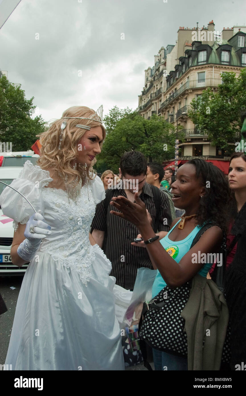Paris, France, Public Events, Drag Queen in Wedding Dress, Celebrating ...