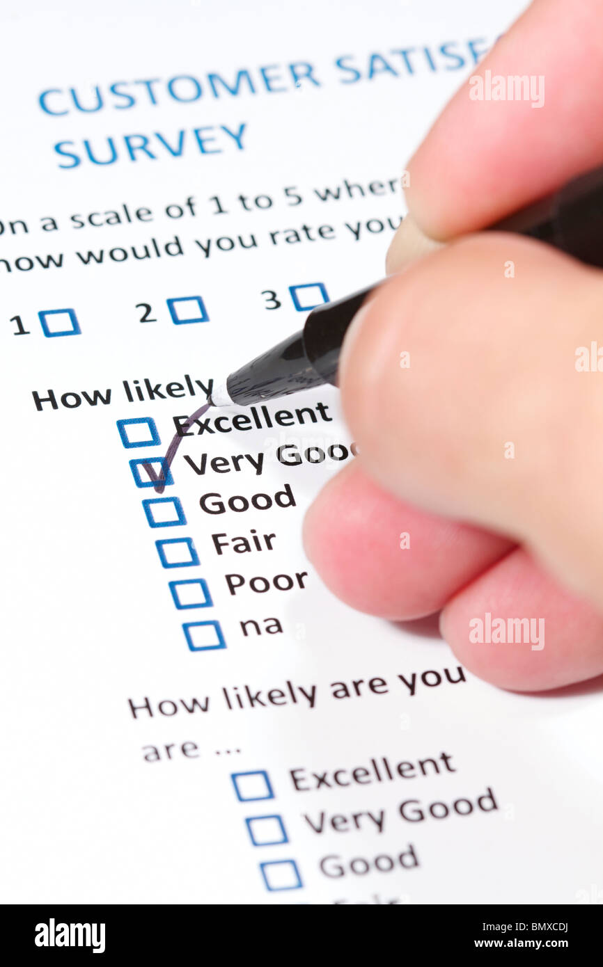 A survey questionnaire for customer satisfaction with checkboxes Stock ...