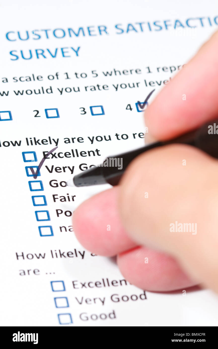 A survey questionnaire for customer satisfaction with checkboxes Stock ...