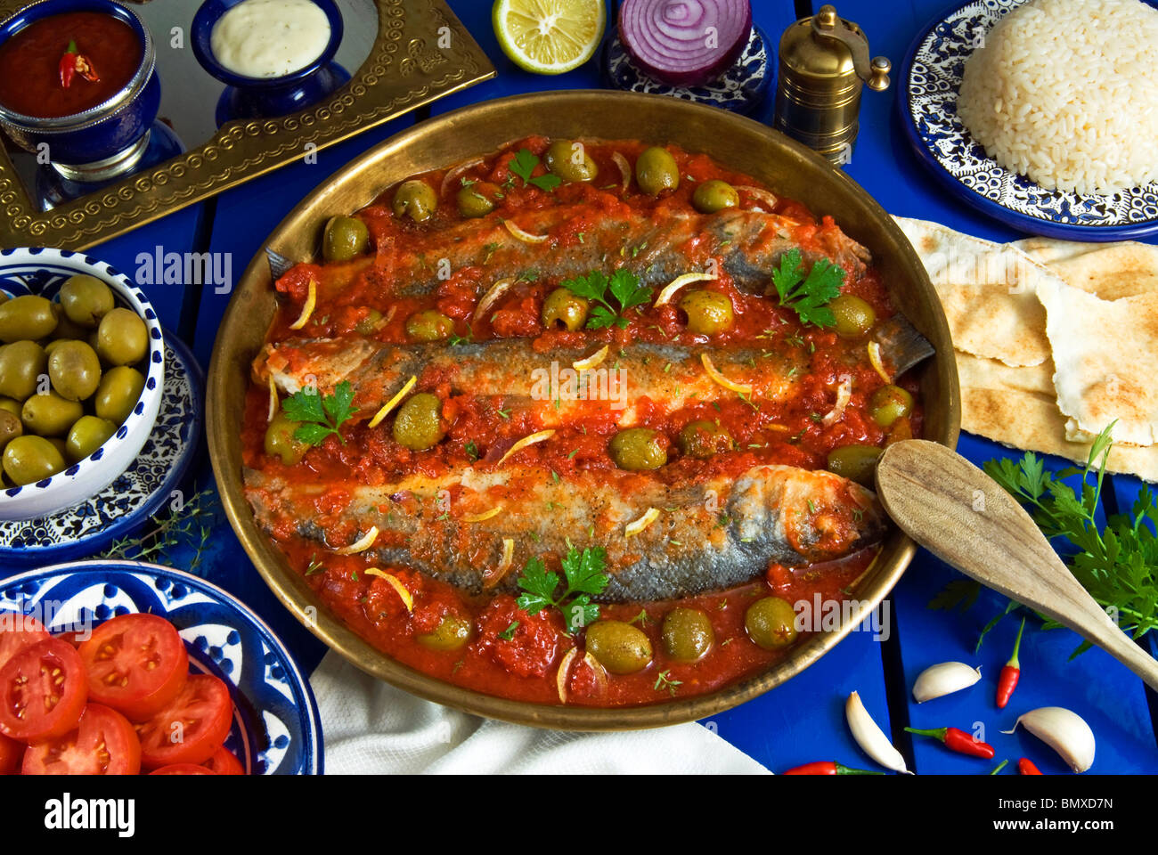 Fish egyptian style, Arabic countries, Arabic gastronomy, Egypt, North ...