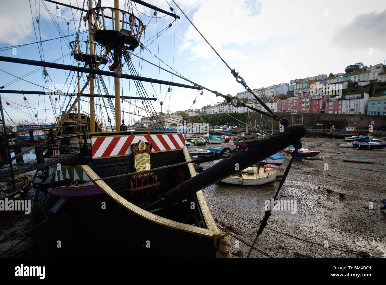 Brixham Devon UK Harbor Harbour Golden Hind Stock Photo - Alamy