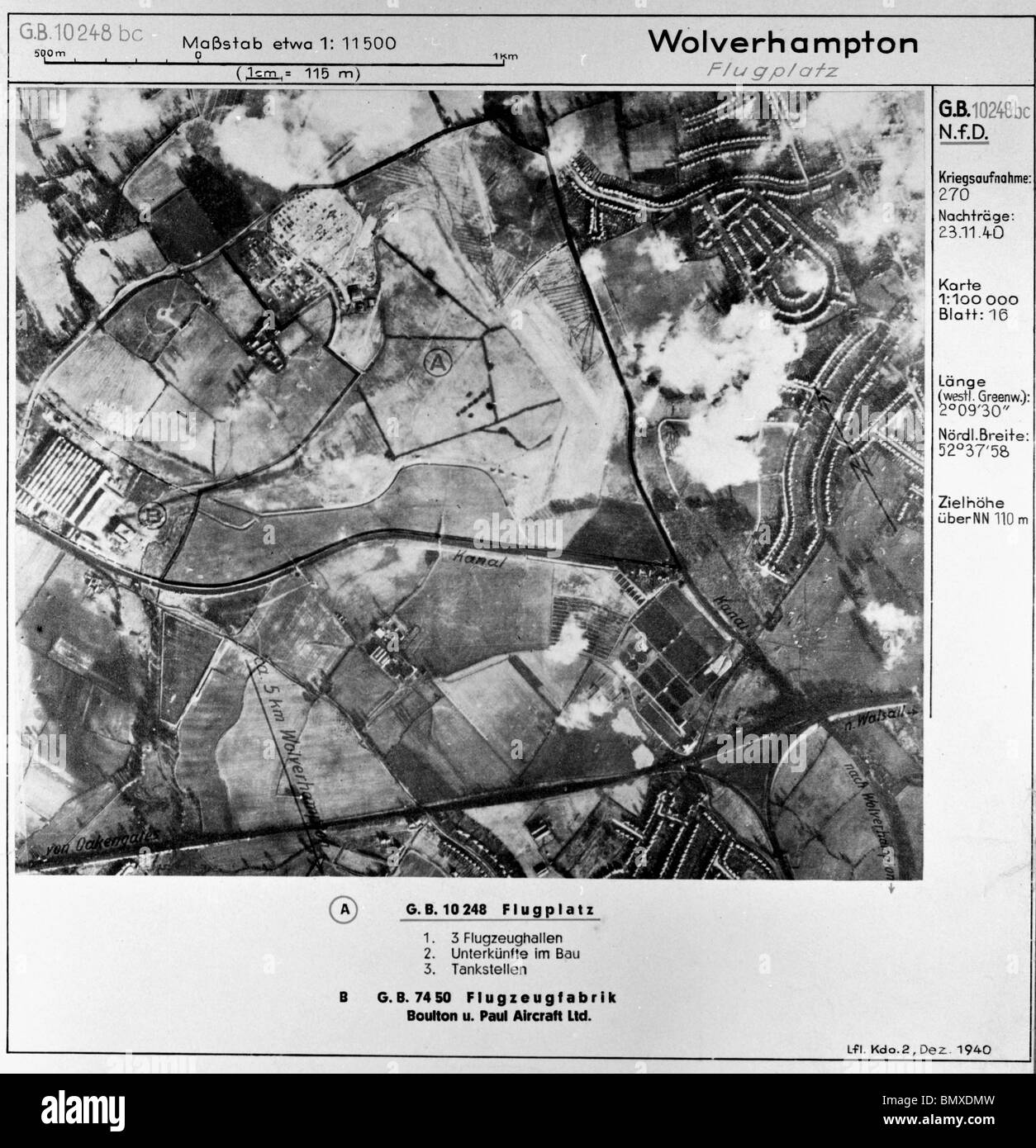 Wolverhampton - Midlands 23rd November 1940 Airfield Stock Photo - Alamy