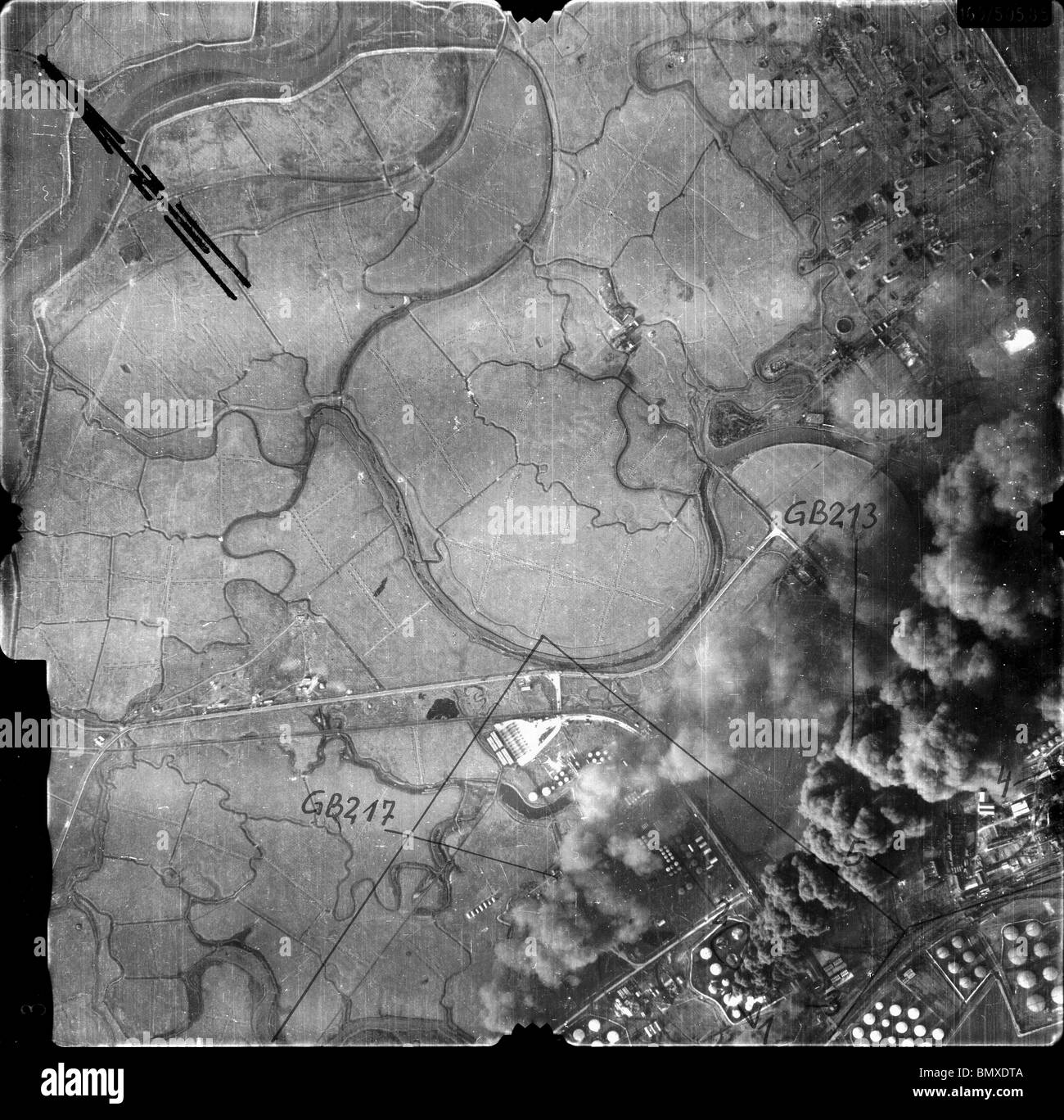 Thames Haven - Kent Luftwaffe Bombing Raid on Oil Refinery Stock Photo ...