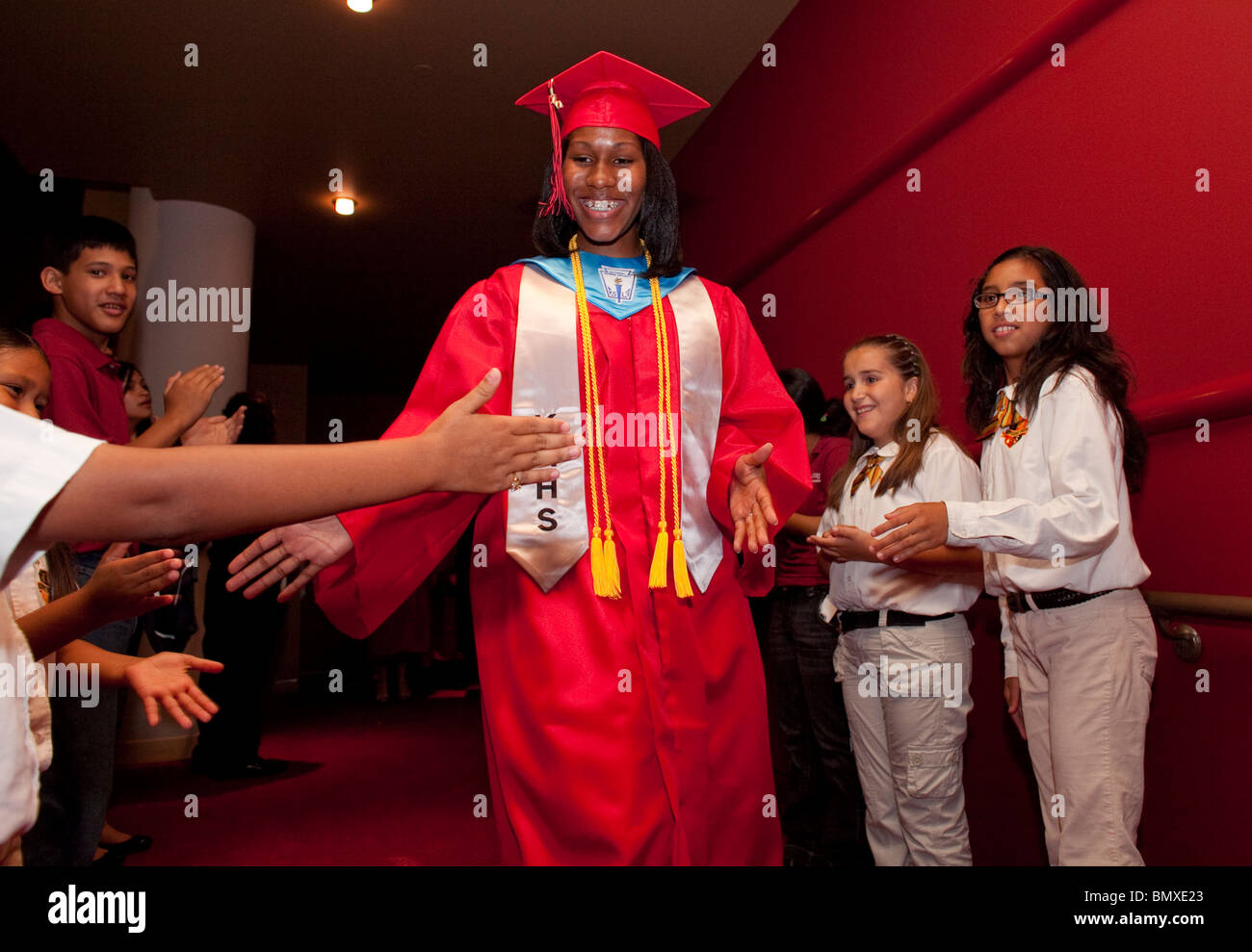 High school graduation ceremony at KIPP Academy, a nationally ...