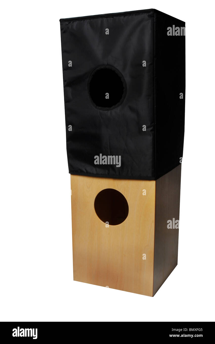 Cut out of a Cajon music instrument on white background Stock Photo - Alamy