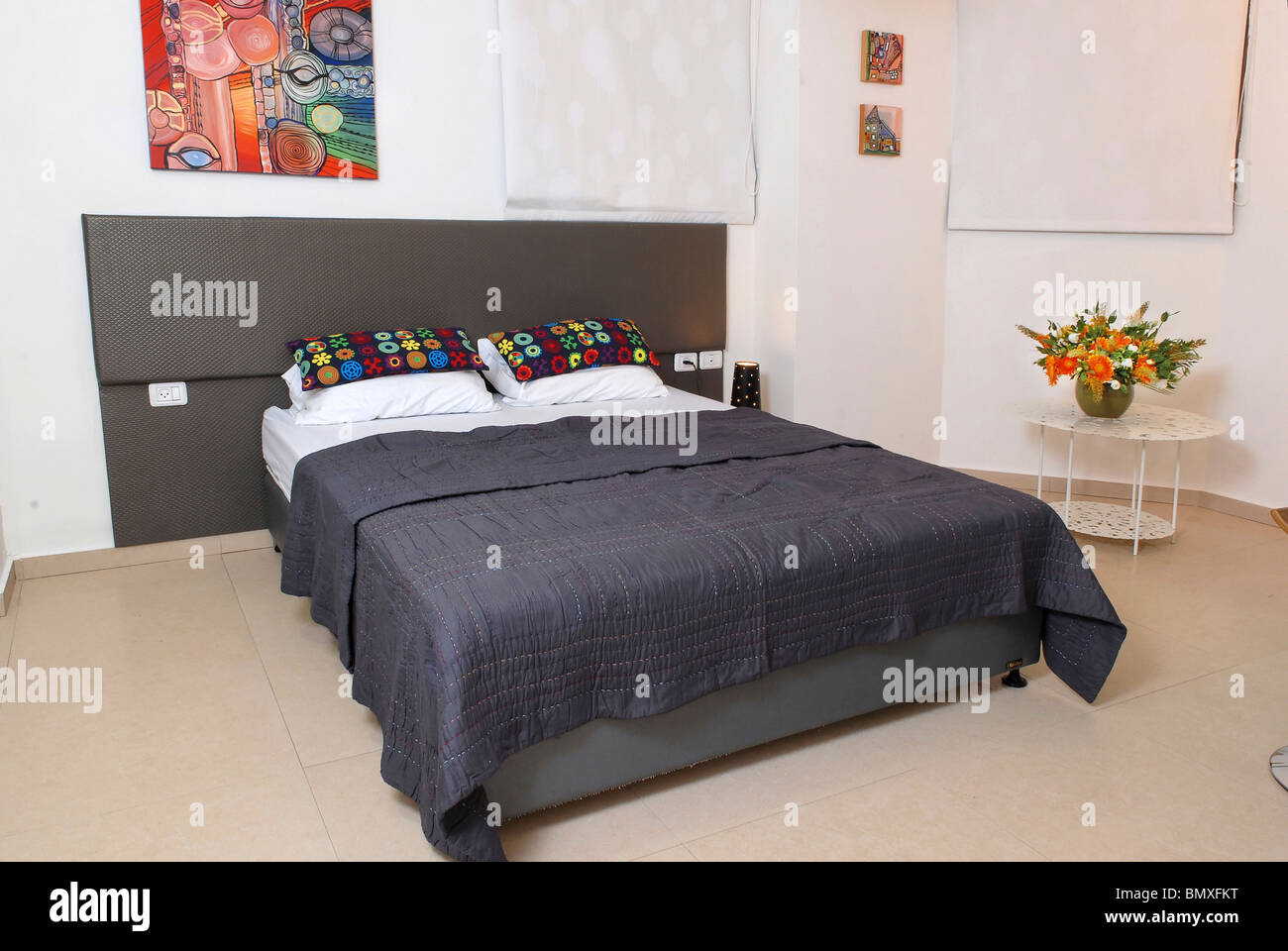 Bedroom with Double Bed Stock Photo - Alamy