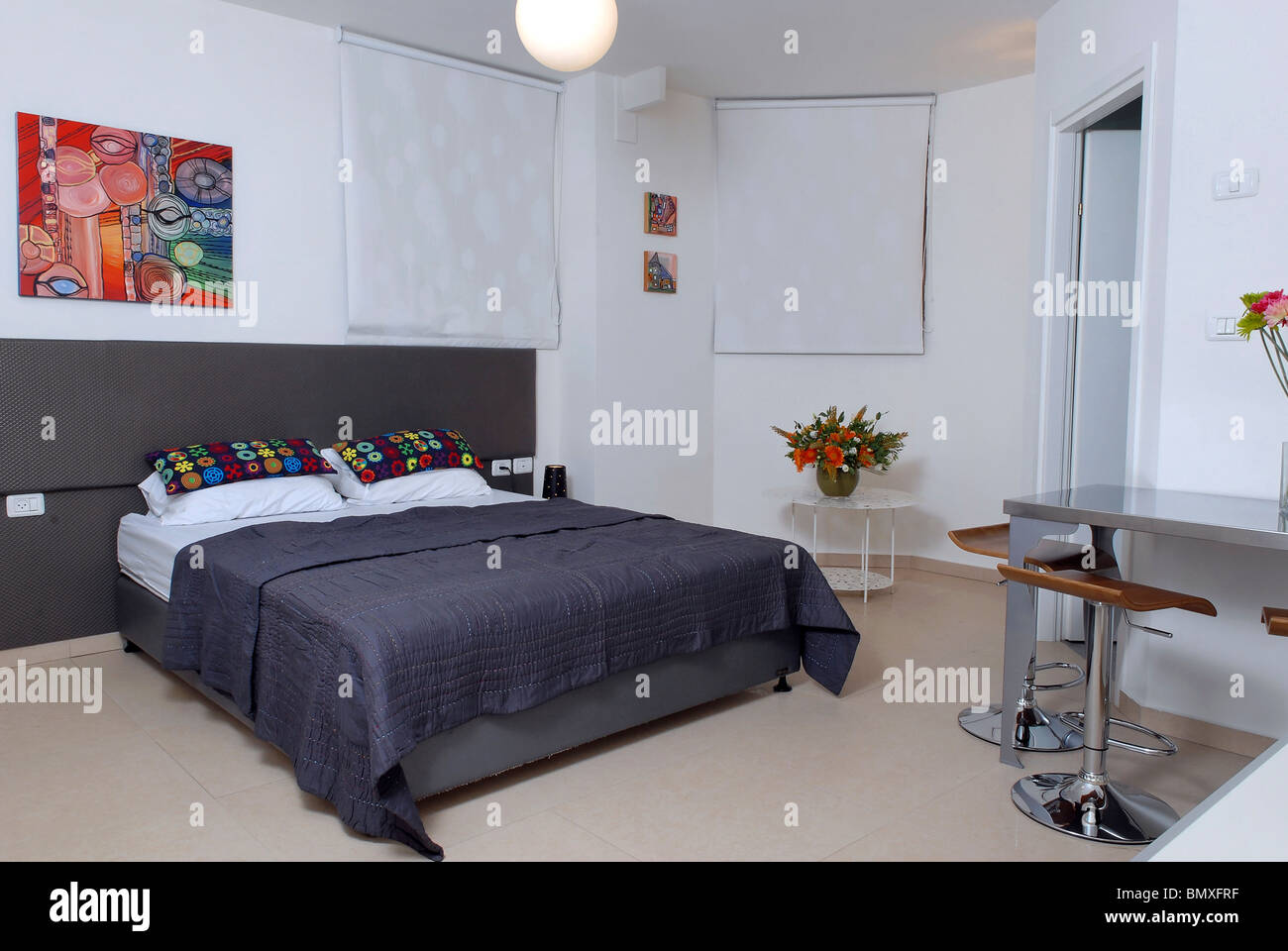Bedroom with Double Bed Stock Photo - Alamy