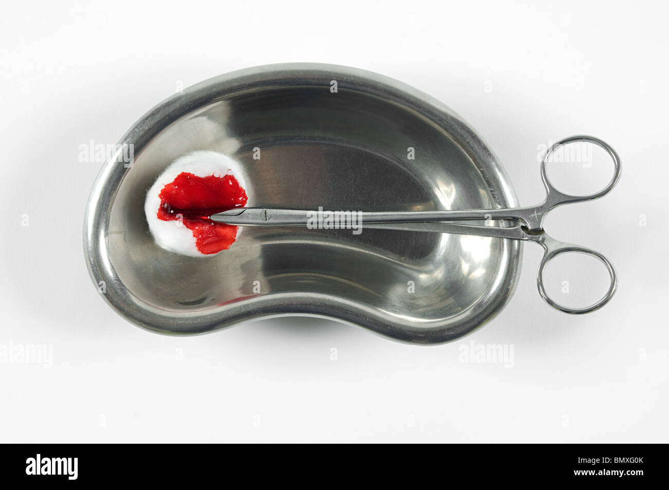 Blood on cotton swab and surgical scissors Stock Photo - Alamy