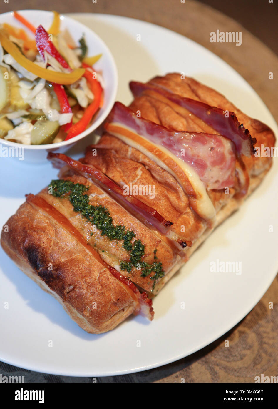Grilled ham and cheese roll sandwich Stock Photo - Alamy