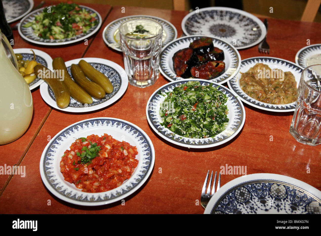 A set with Middle Eastern salads and appetizers Stock Photo - Alamy