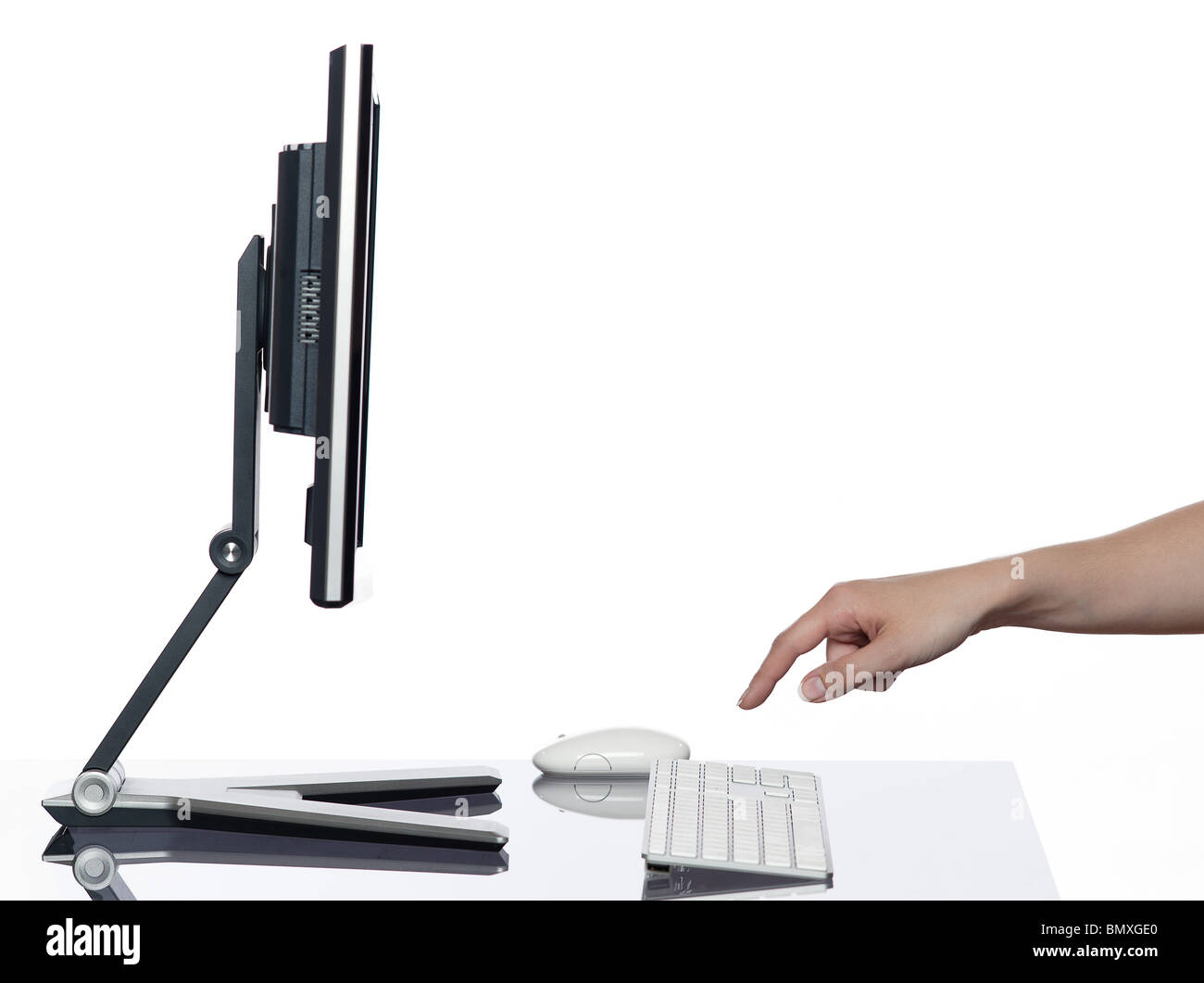 communication between human hand and a computer display monitor on ...
