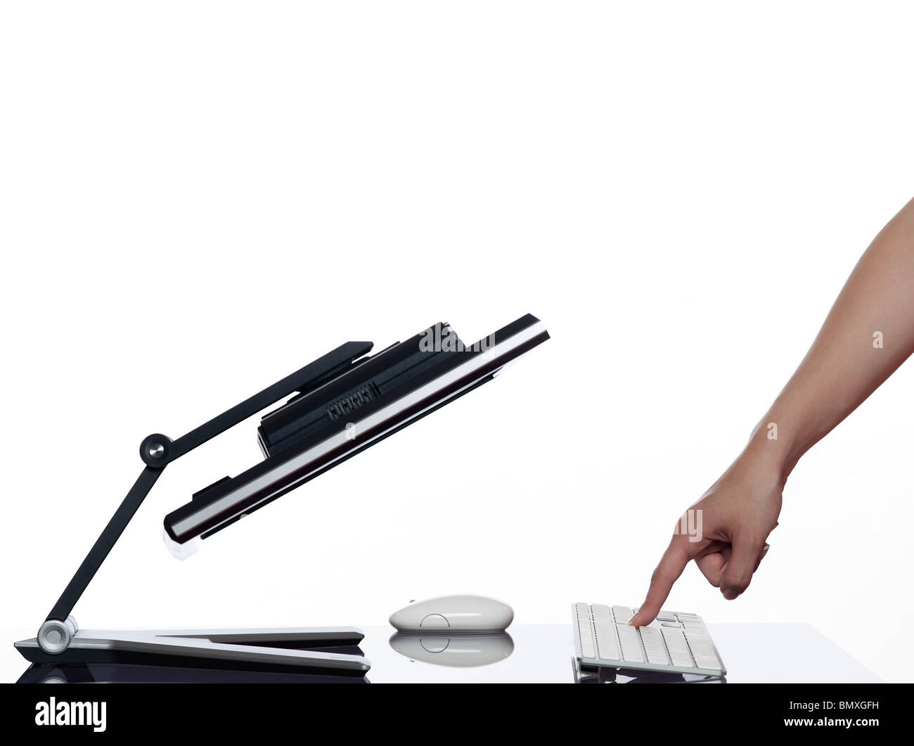 communication between human hand and a computer display monitor on ...