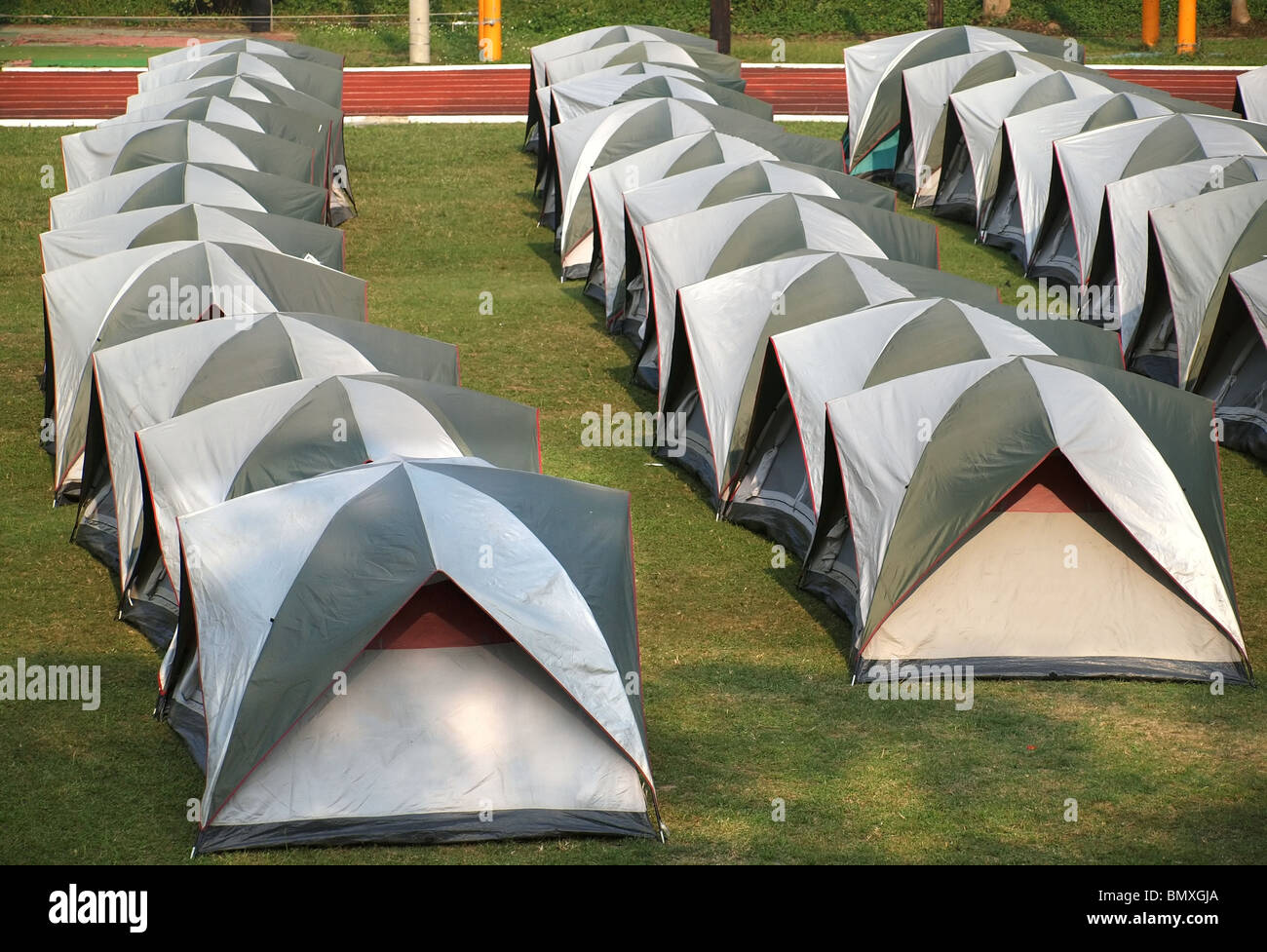 A summer camp for young people with many tents Stock Photo - Alamy