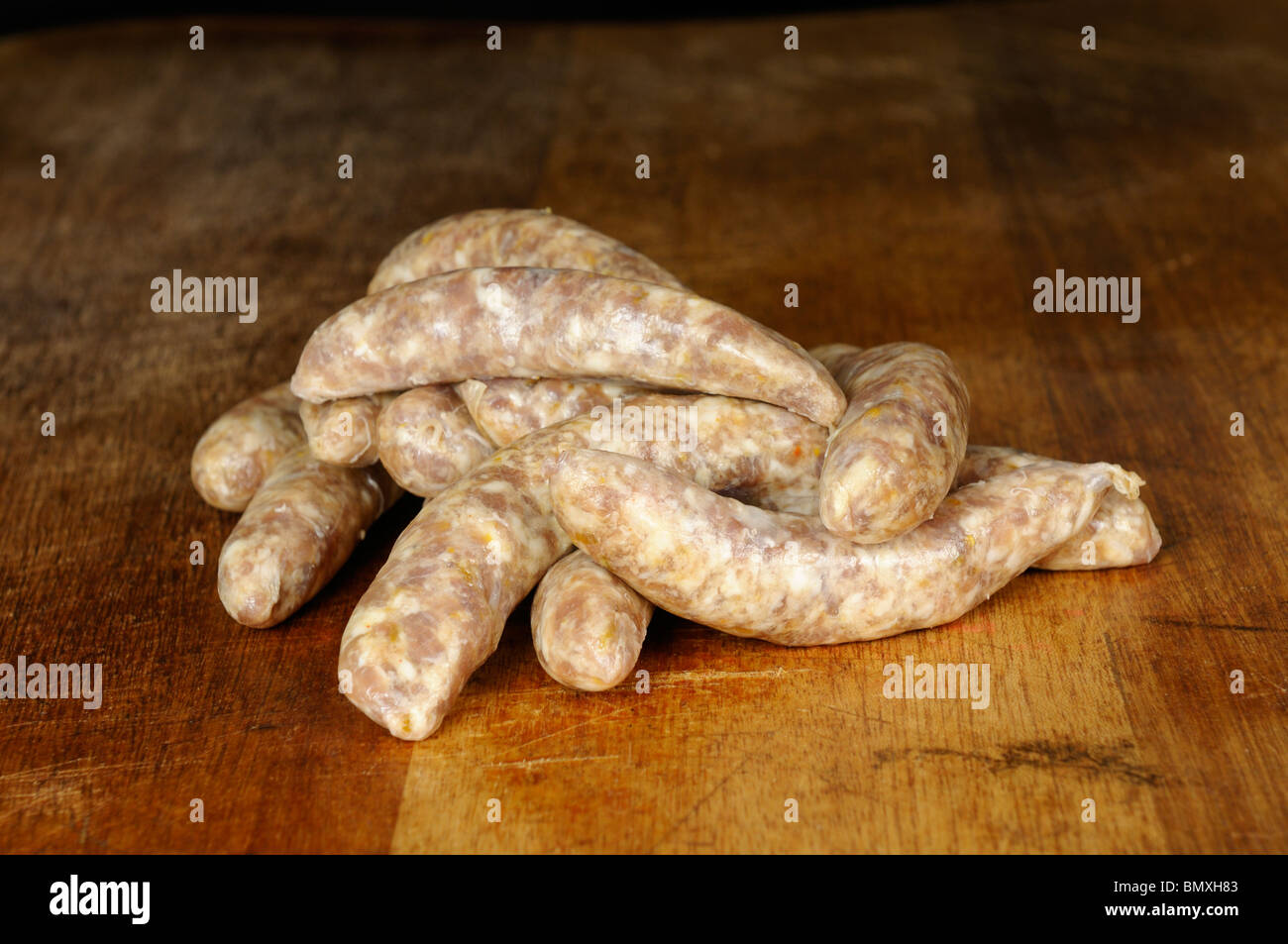 Stock photo of a string of sausages on a table Stock Photo - Alamy