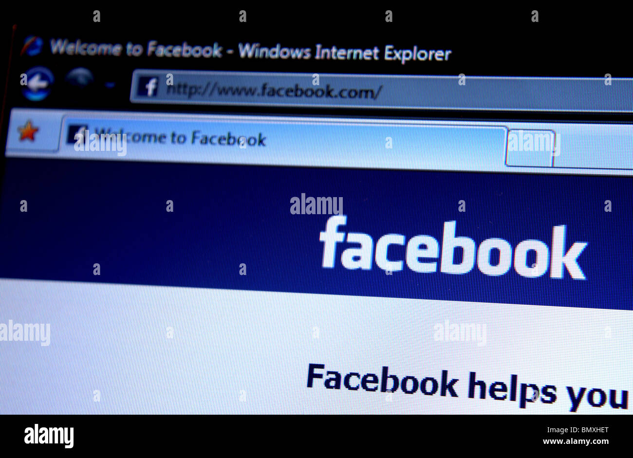 A photograph showing the home page logo of the Internet website ...