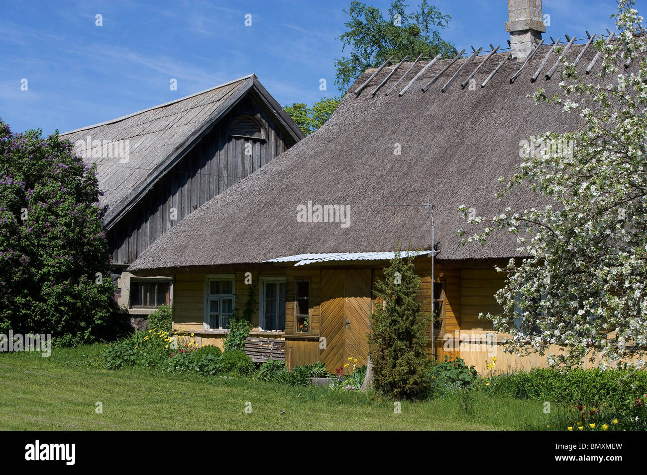 Estonia,Muhu Island,Koguva,Open Air Museum,traditional houses,wooden ...