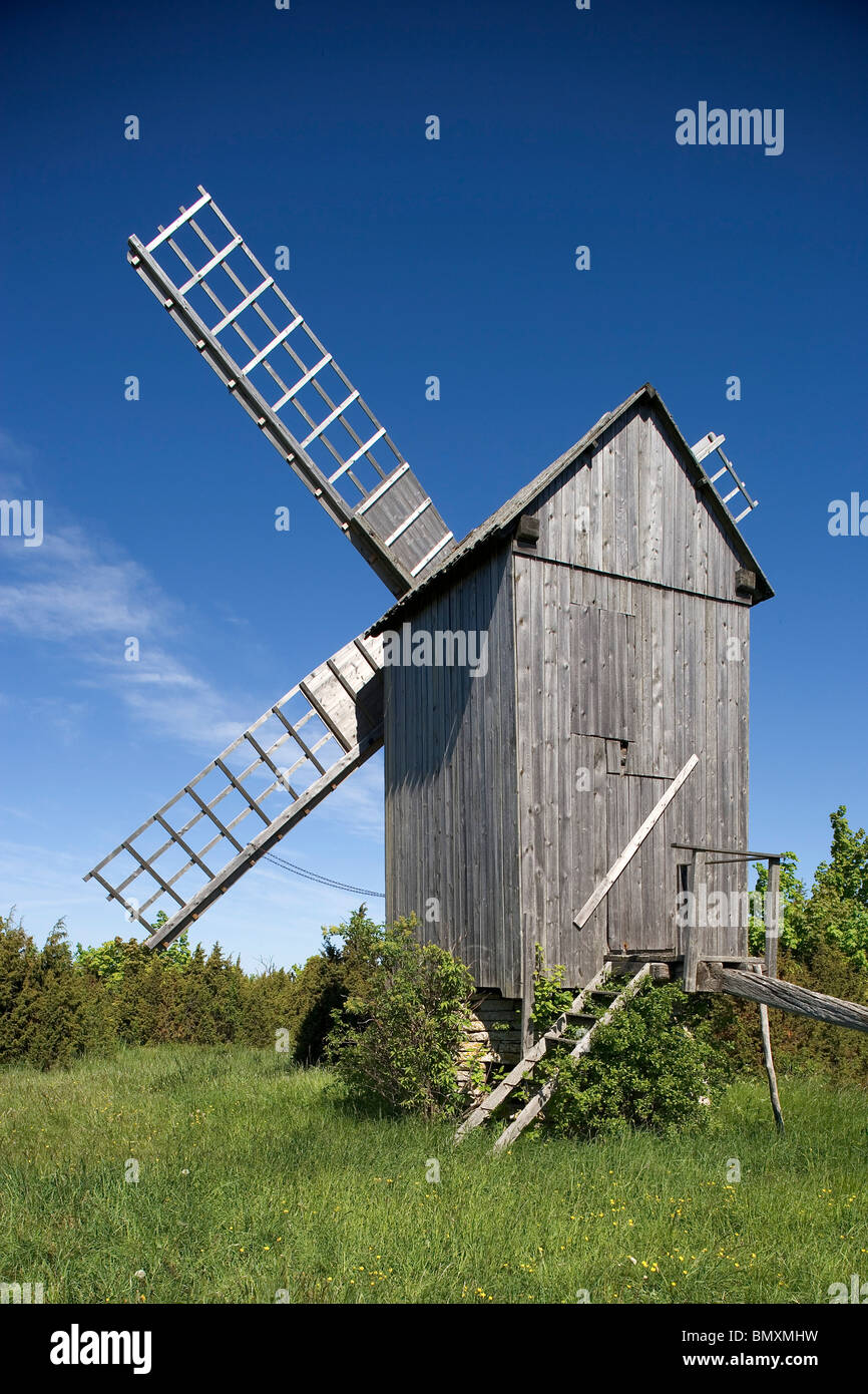 Estonia,Muhu Island,Koguva,Open Air Museum,windmill,wooden Stock Photo ...