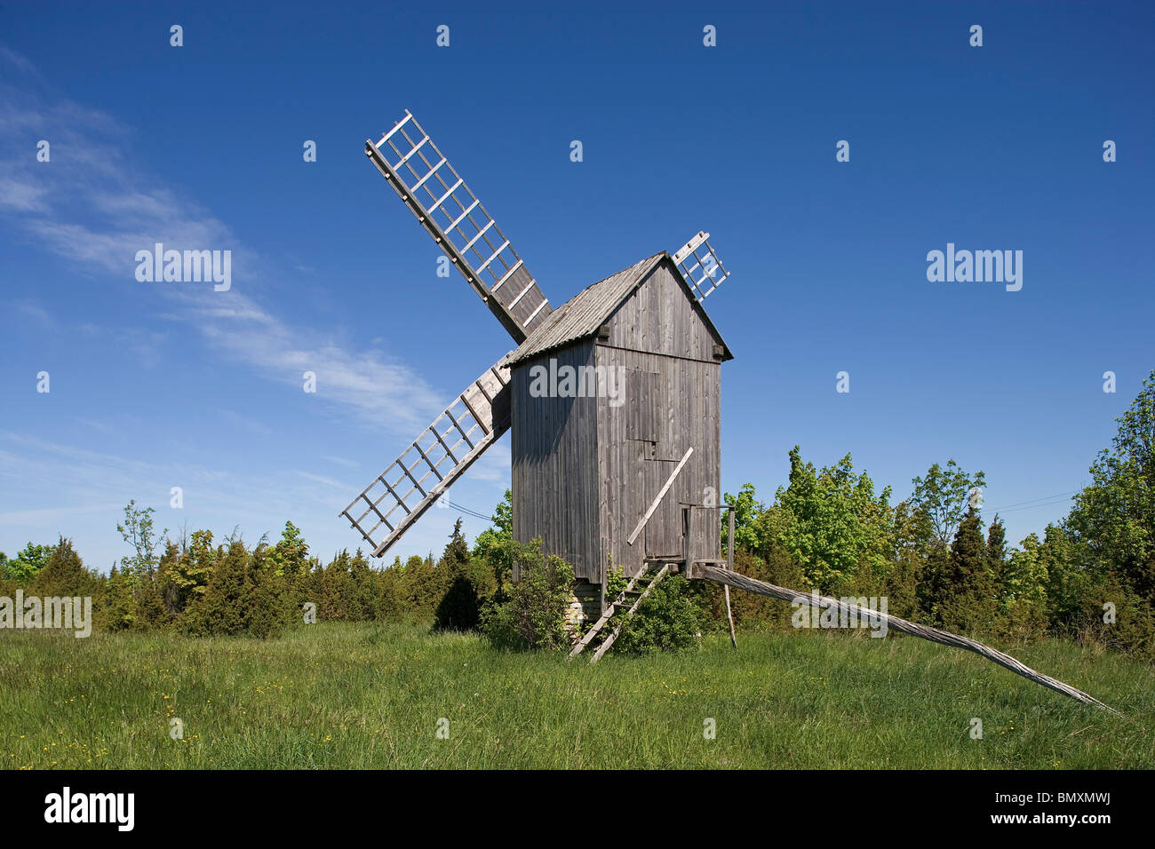 Estonia,Muhu Island,Koguva,Open Air Museum,windmill,wooden Stock Photo ...