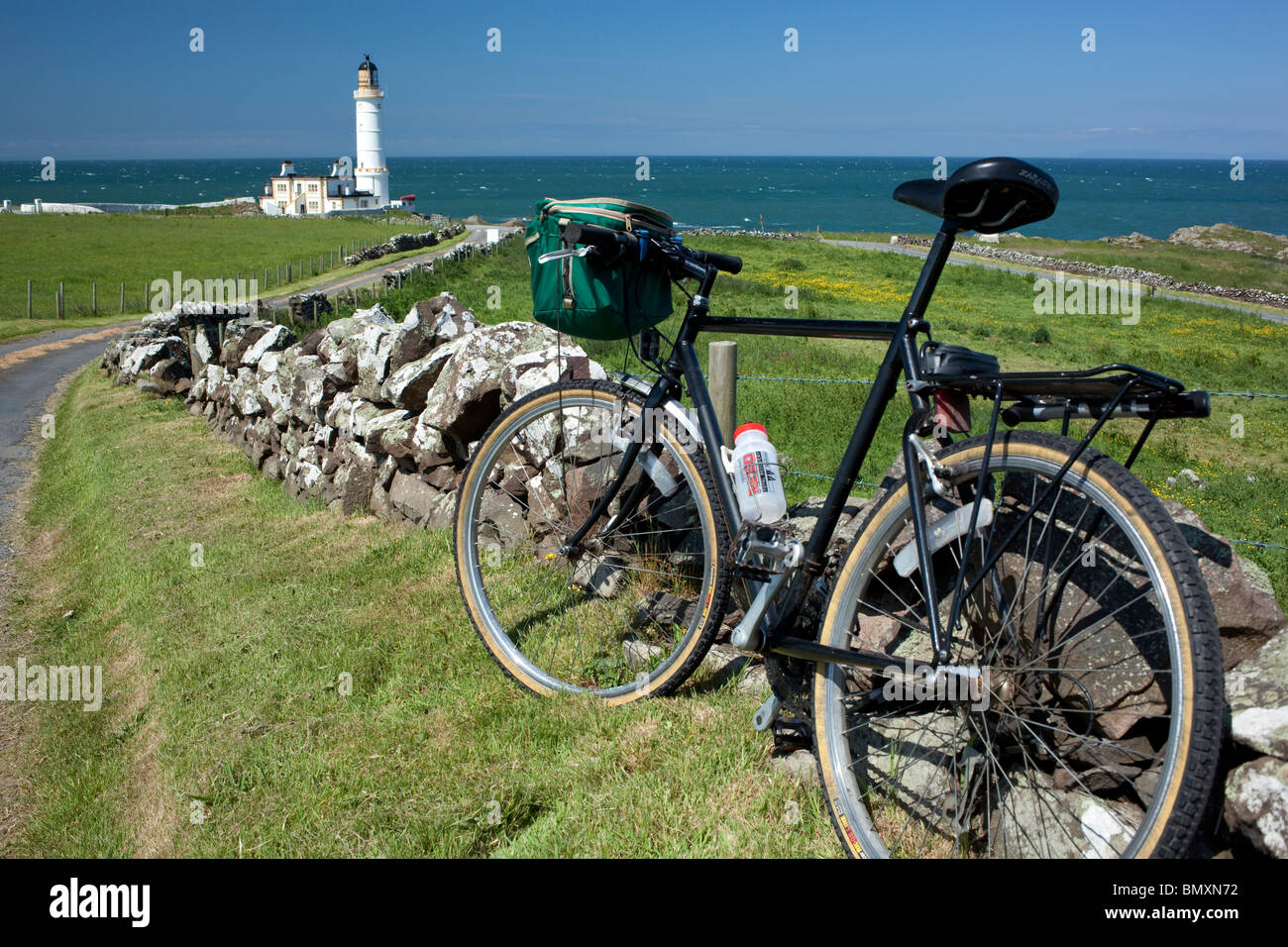 Cycling ialong Rhins of Galloway coast Scotland UK looking down on ...
