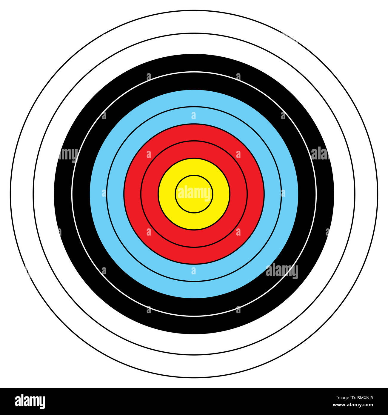 Illustrated archery target icon with colored bands and outline Stock ...