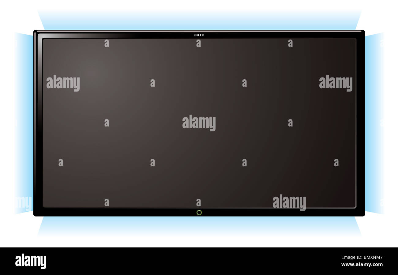 Modern lcd flat screen television with blue outer glow Stock Photo - Alamy